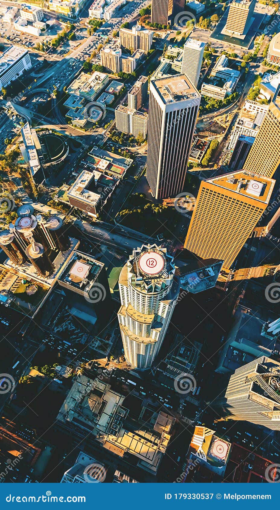Aerial View of a Downtown LA Stock Image - Image of metropolis ...