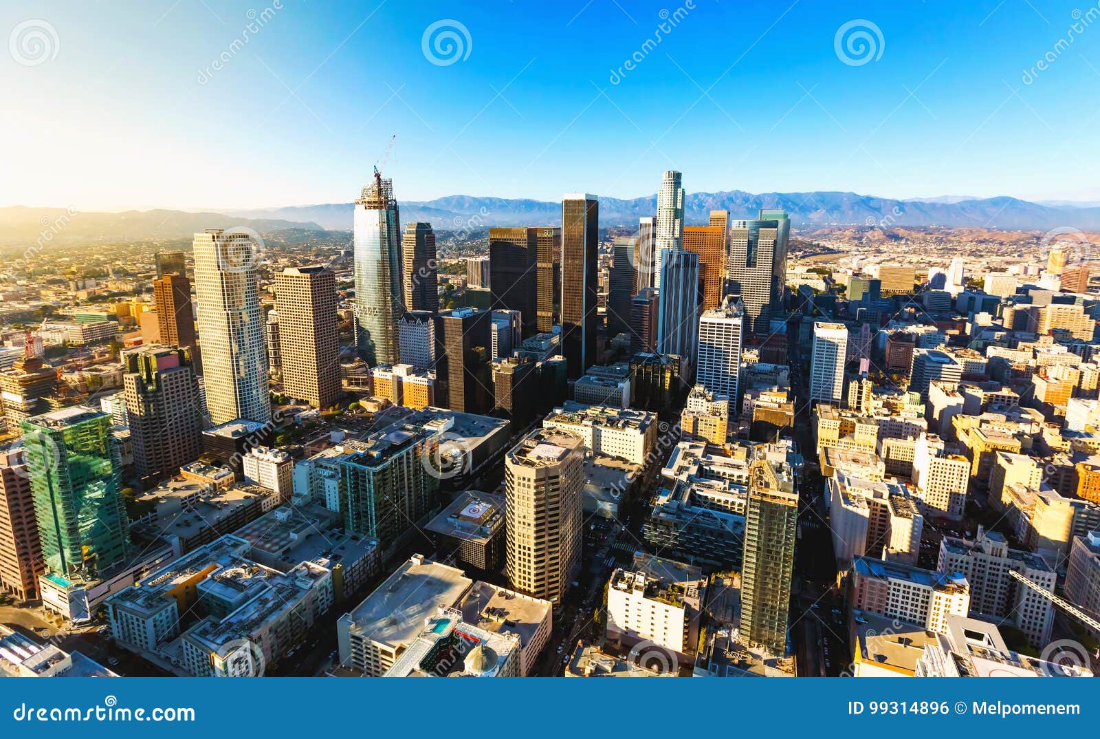 Aerial View of a Downtown LA Stock Photo - Image of losangeles, modern ...