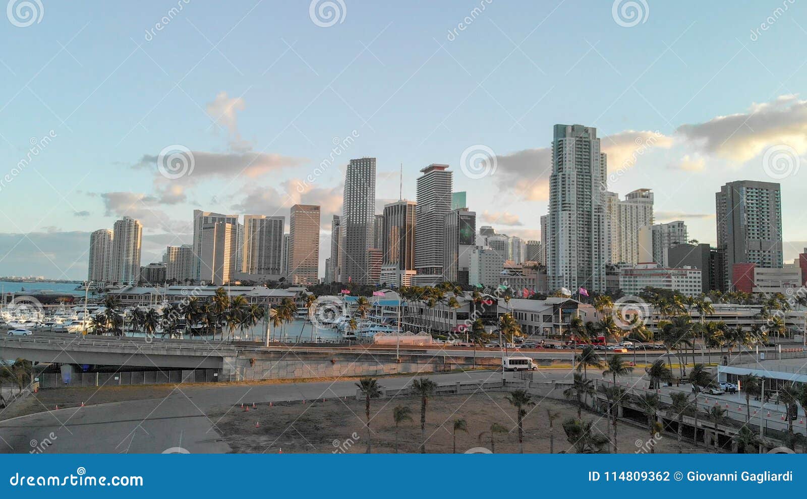 Aerial View of Downtown Miami Stock Photo - Image of night, baywalk ...