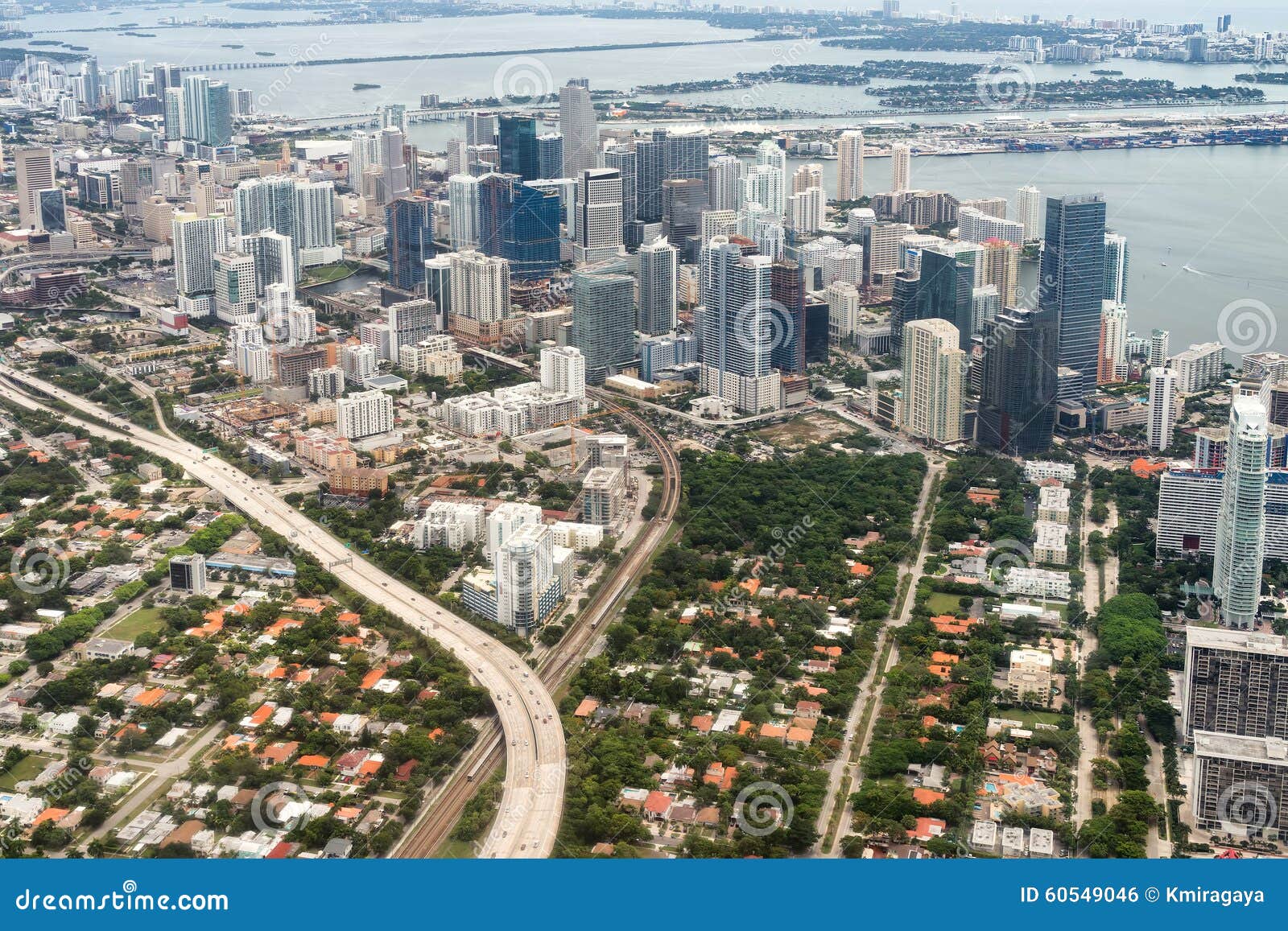 Aerial View of Downtown Miami Stock Photo - Image of city, coast: 60549046