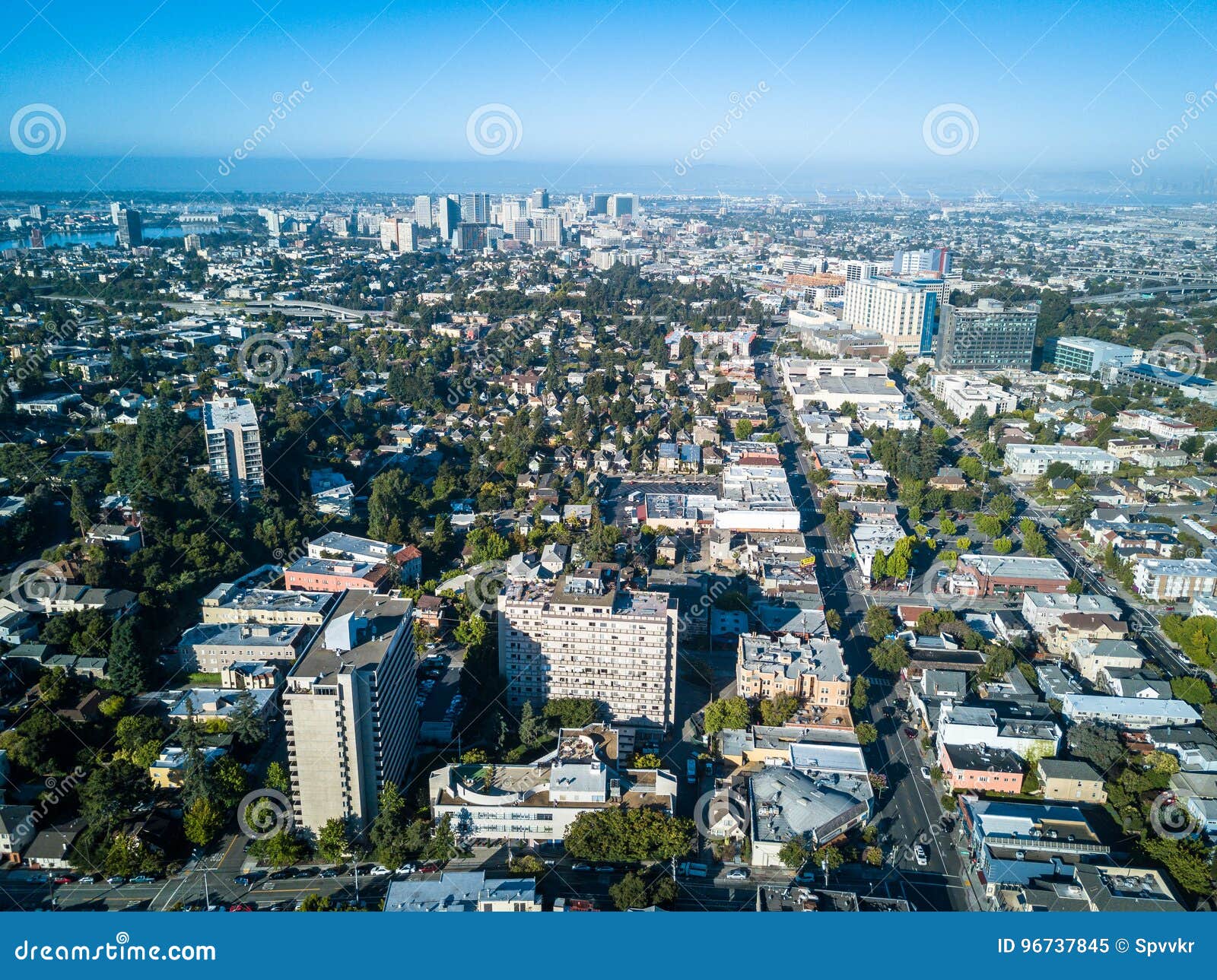 Aerial View of Downtown Oakland Stock Image - Image of oakland, famous ...