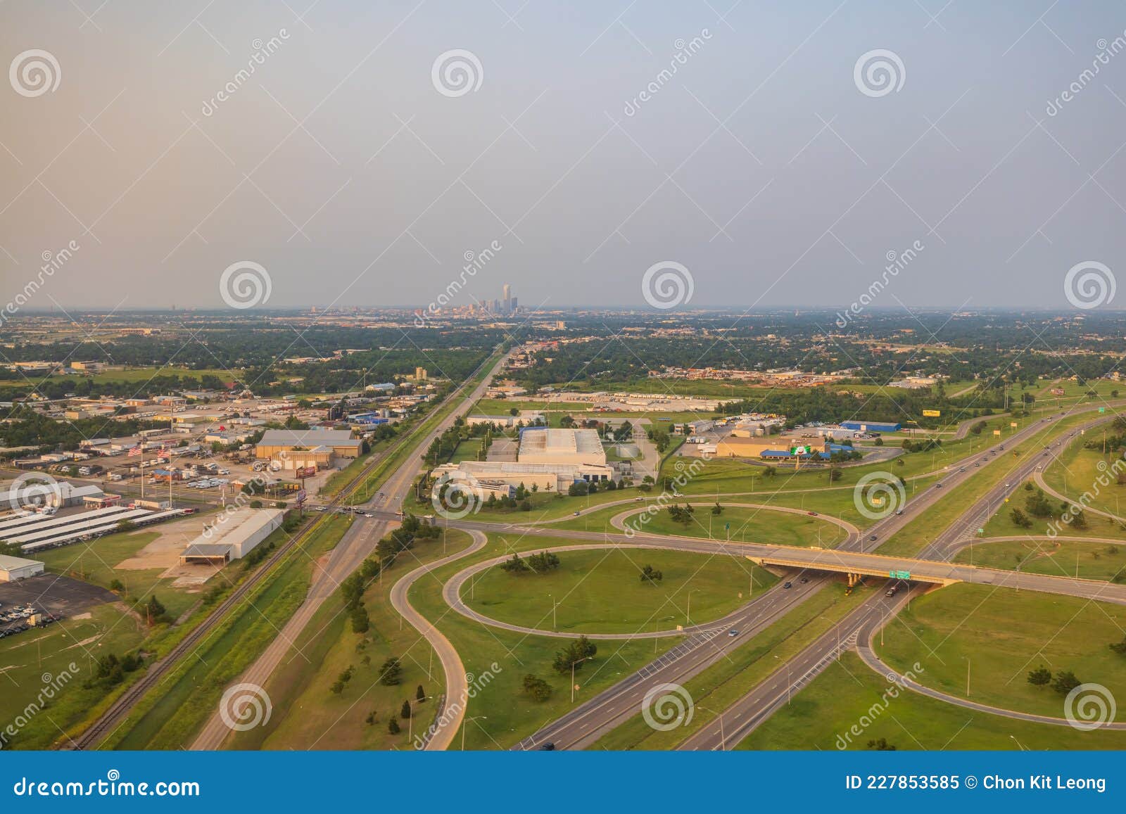 Aerial View of the Downtown Oklahoma City Stock Image - Image of road ...