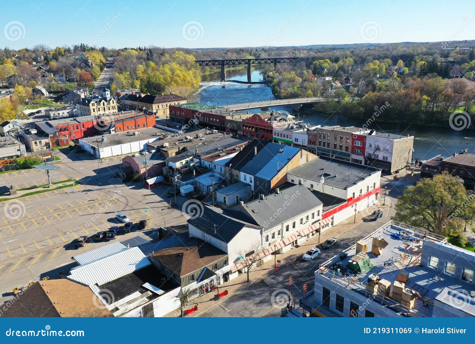 Aerial View of Downtown Paris, Ontario, Canada Stock Image - Image of ...