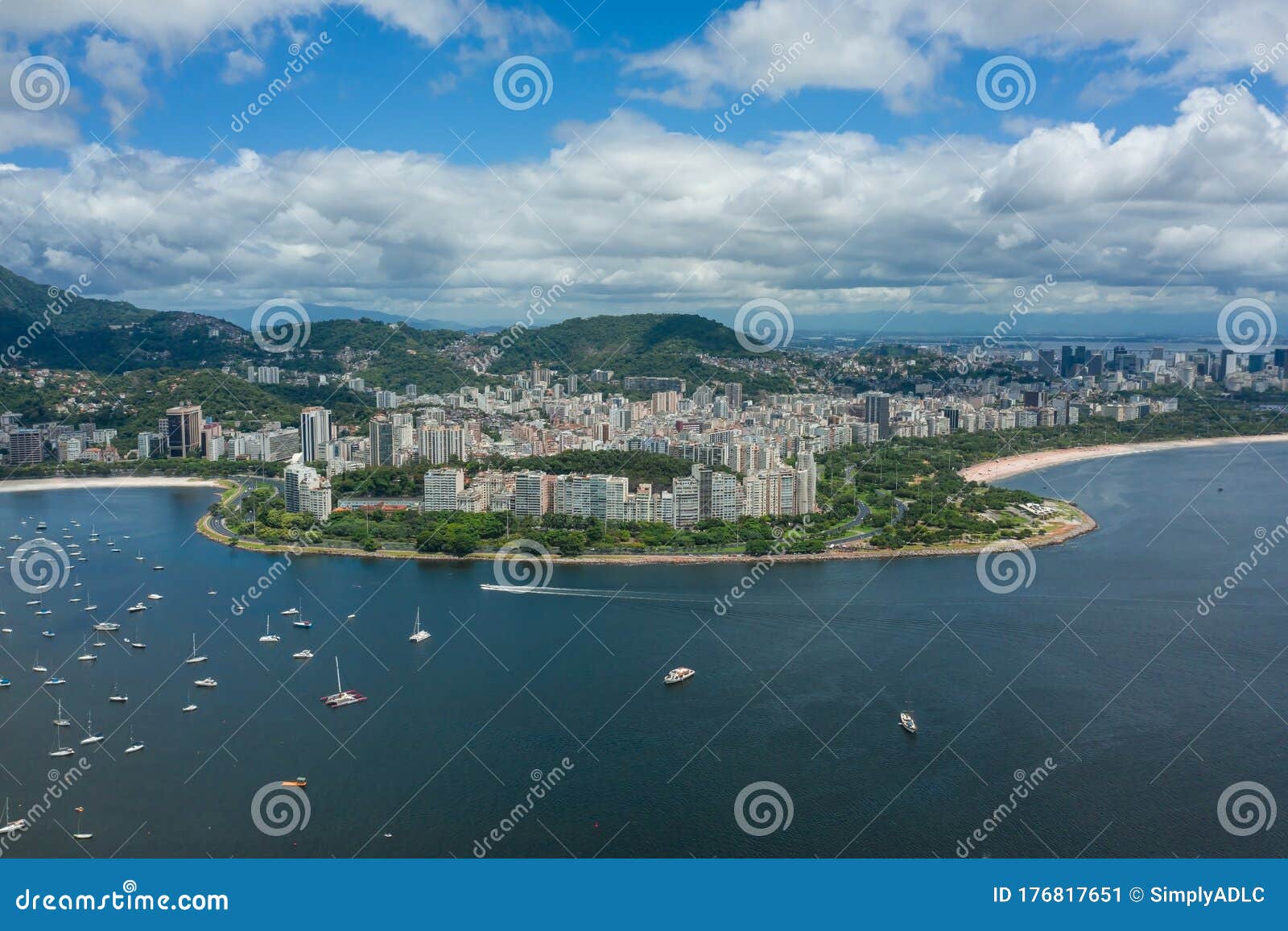 Aerial View of Downtown of Rio De Janeiro Stock Image - Image of water ...