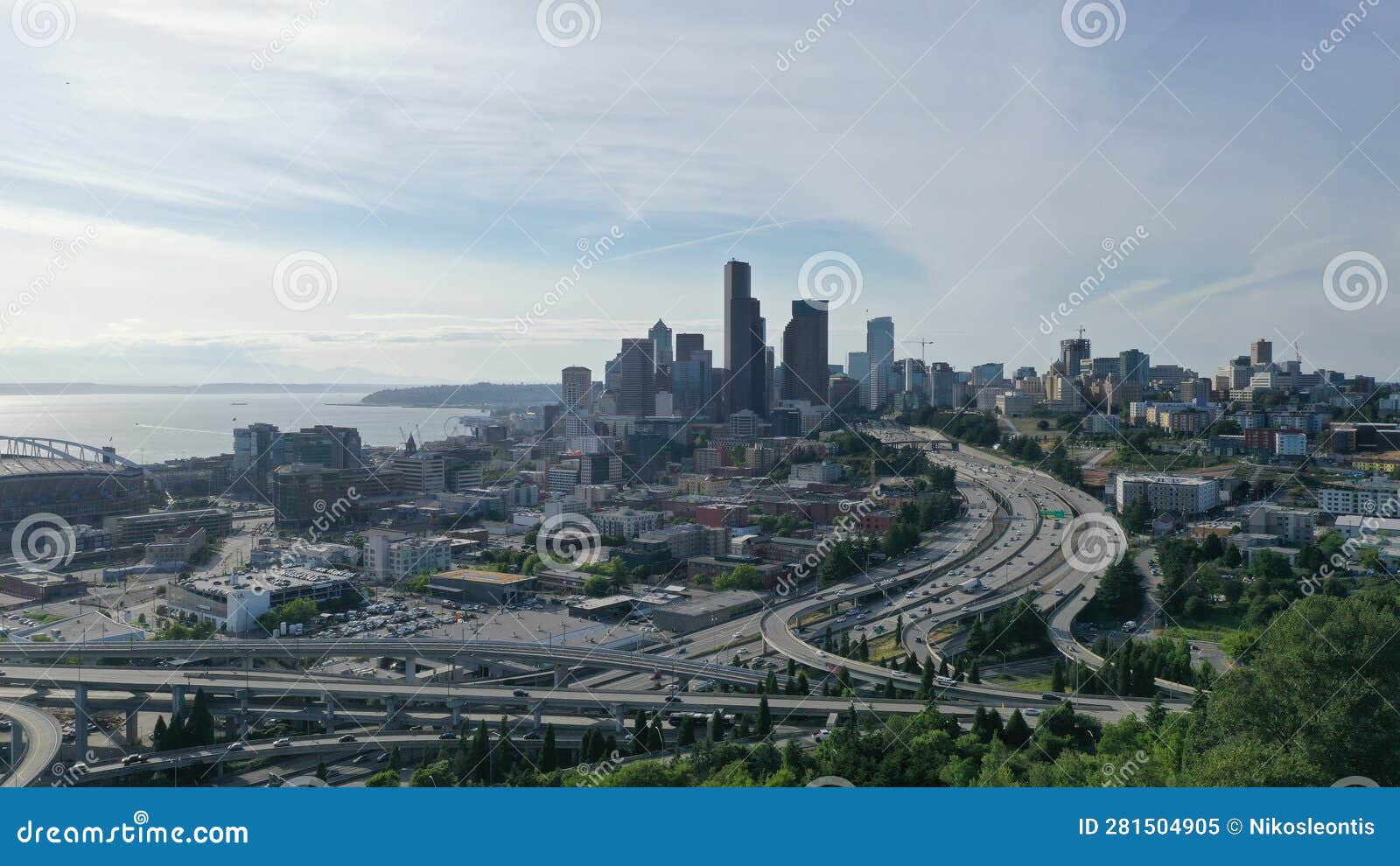 Aerial View of Downtown Seattle Washington Stock Image - Image of ...