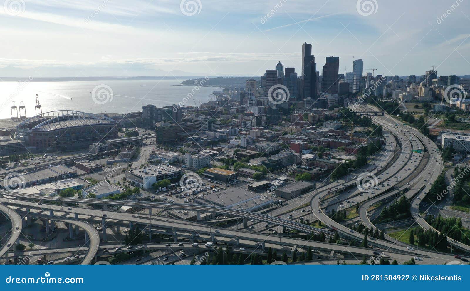 Aerial View of Downtown Seattle Washington Stock Photo - Image of ...