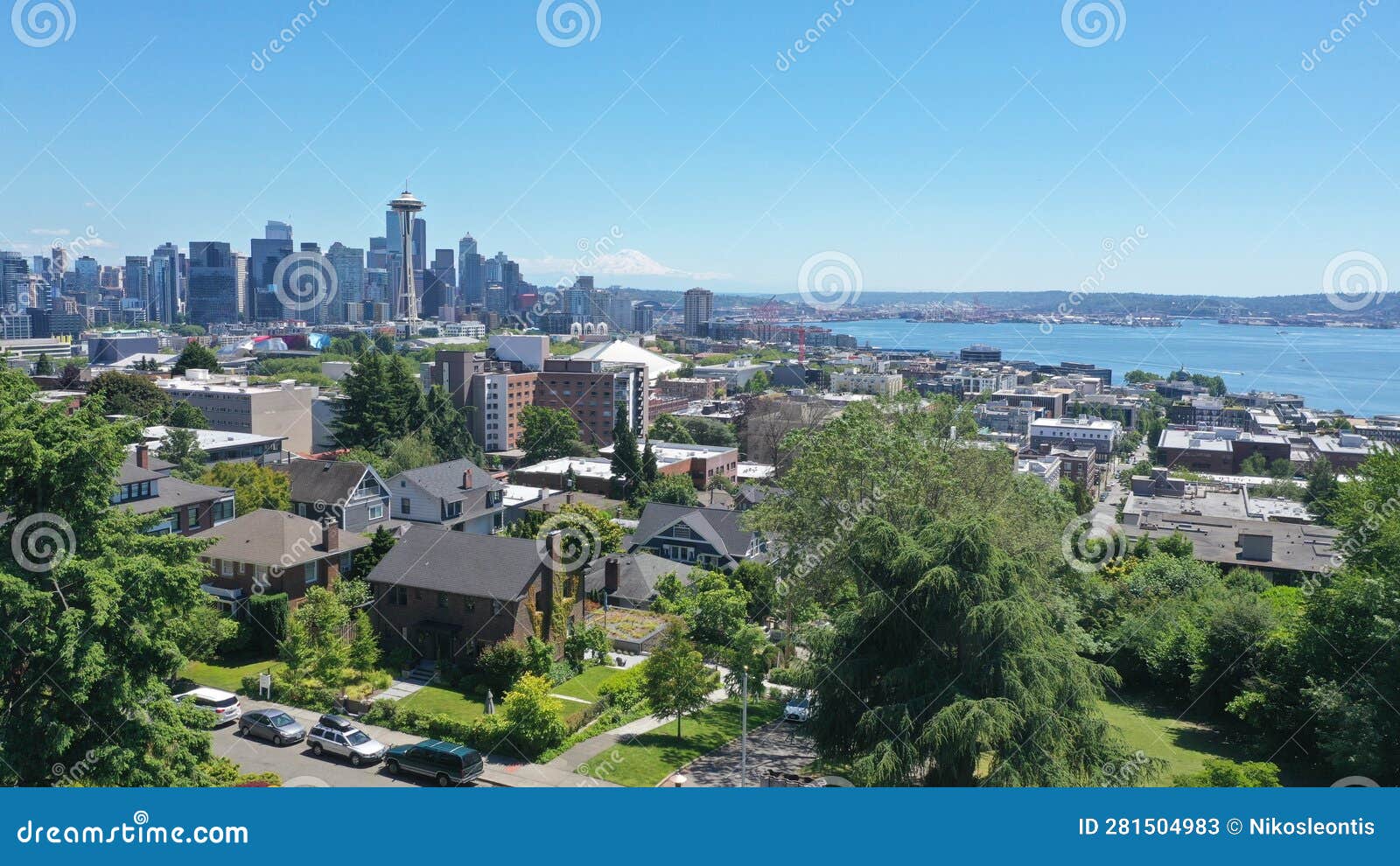 Aerial View of Downtown Seattle Washington Stock Image - Image of ...