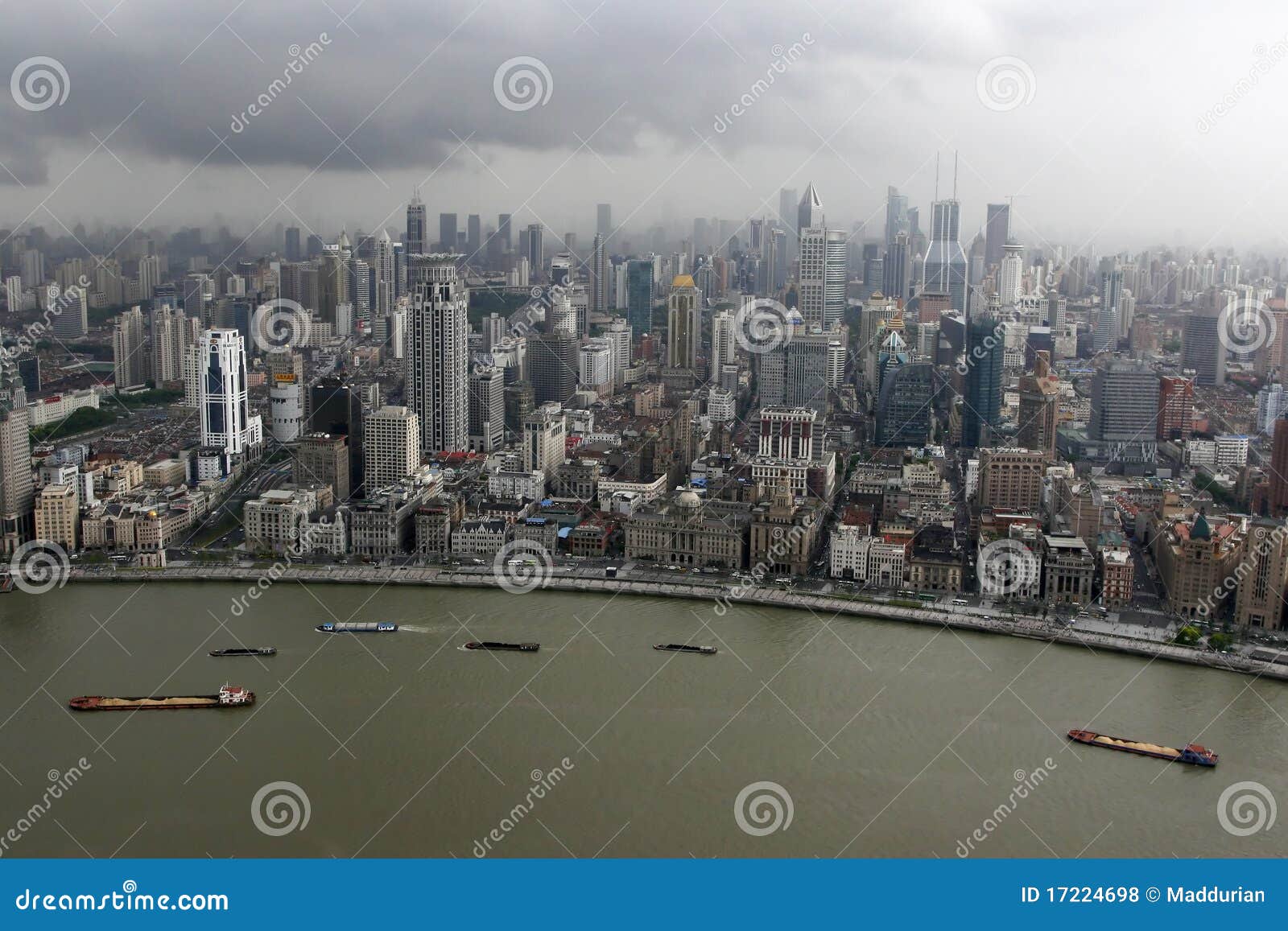 Aerial View of Downtown Shanghai Stock Photo - Image of huangpu, aerial ...