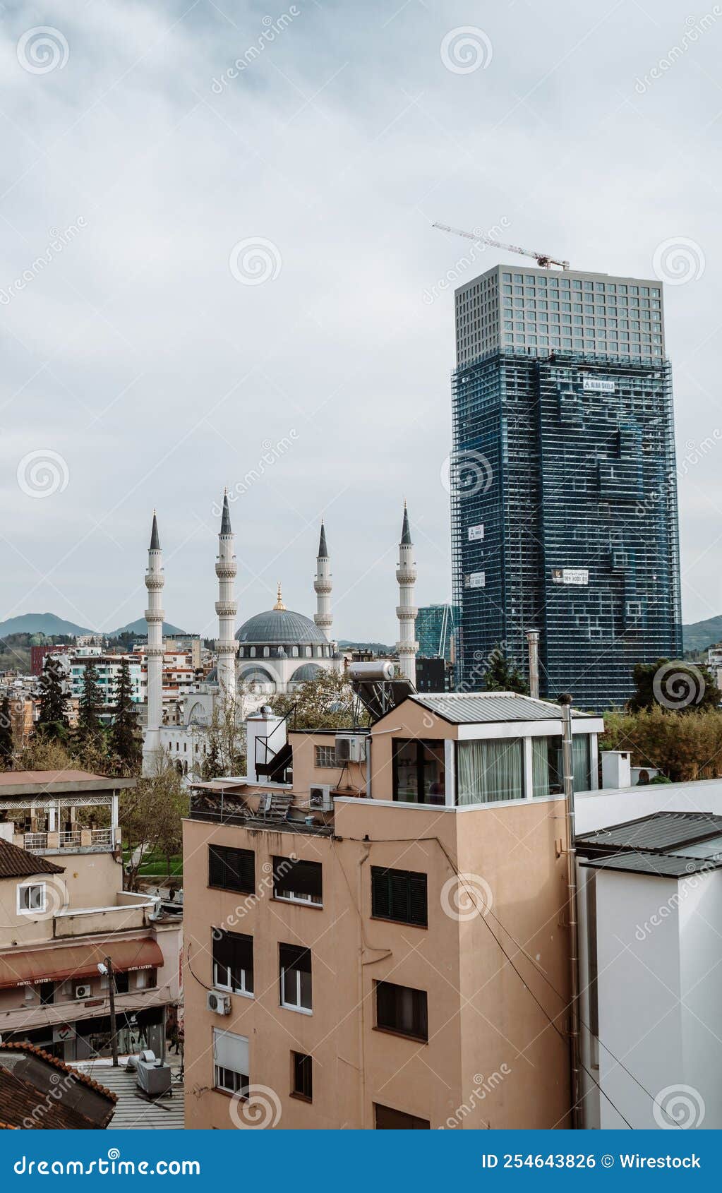 Aerial View of Downtown Tirana with the Great Mosque Editorial Photo ...
