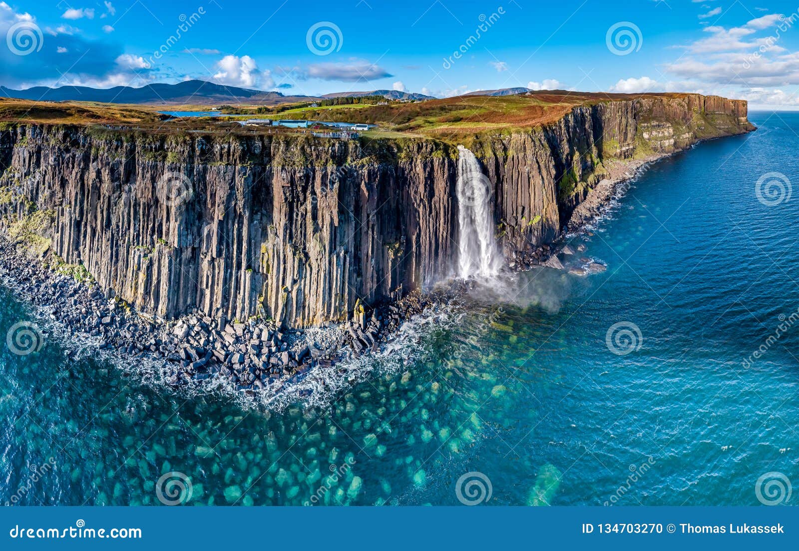 Aerial View Of The Dramatic Coastline At The Cliffs By Staffin With The ... Aerial View Of The Dramatic Coastline At The Cliffs By Staffin With The ...