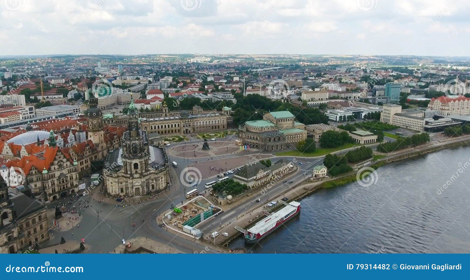 Aerial View of Dresden, Germany. Medieval City from the Air Stock Photo ...