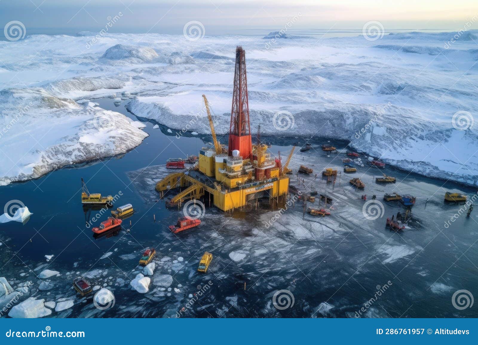 Aerial View of Drilling Equipment on Iceberg Stock Image - Image of ...