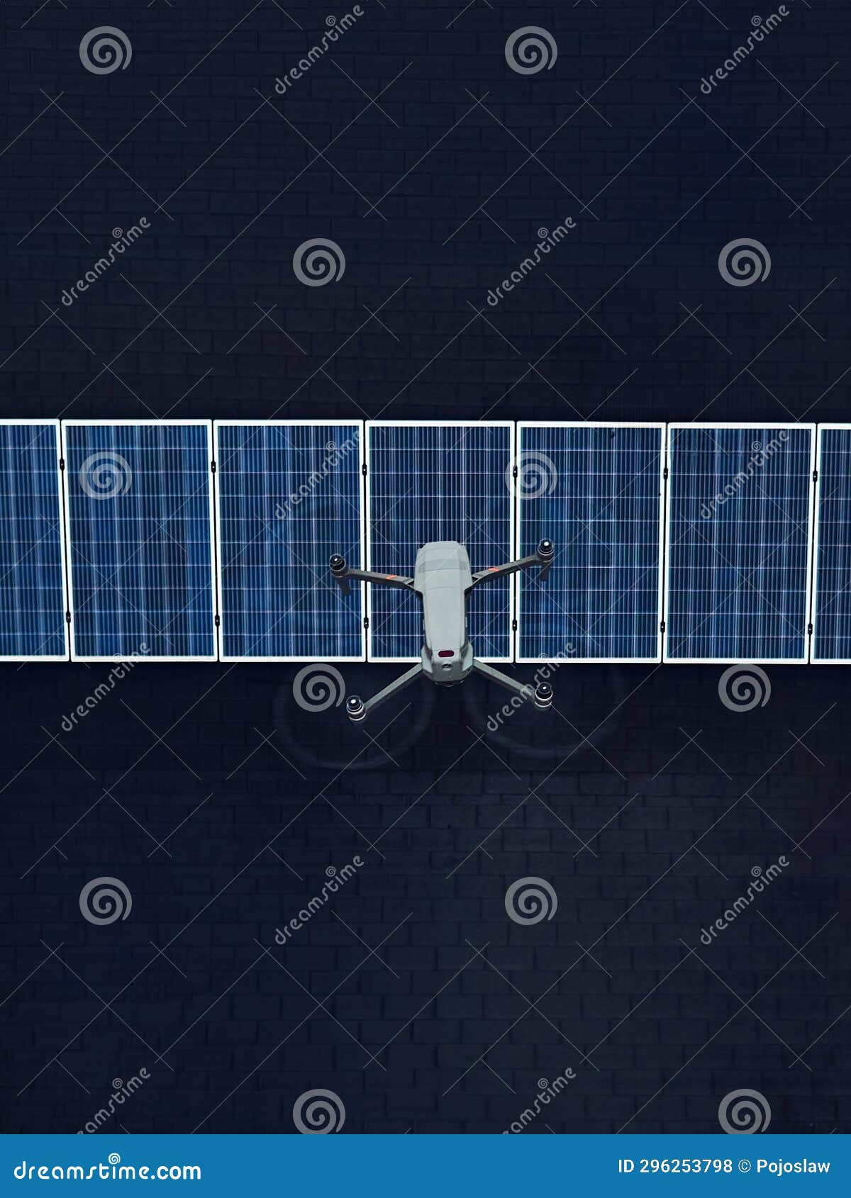 Aerial View of a Drone Flying Over Solar Panels on a Rooftop. Solar ...