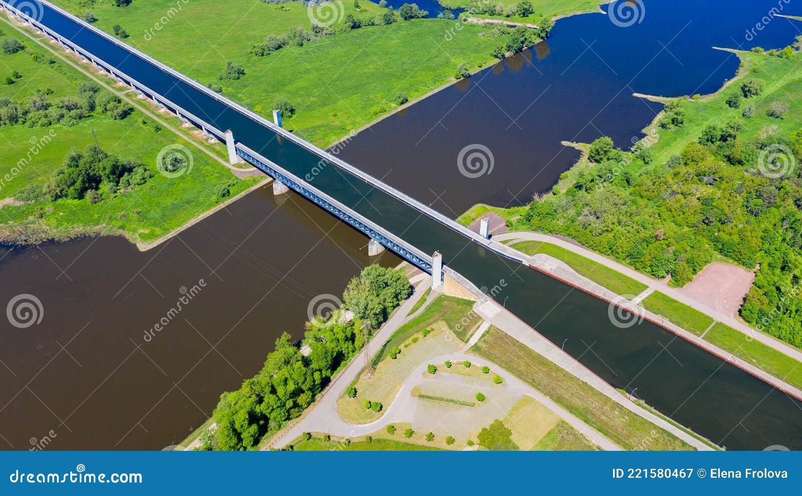 Aerial View from the Drone of Magdeburg Water Bridge, Germany Stock ...
