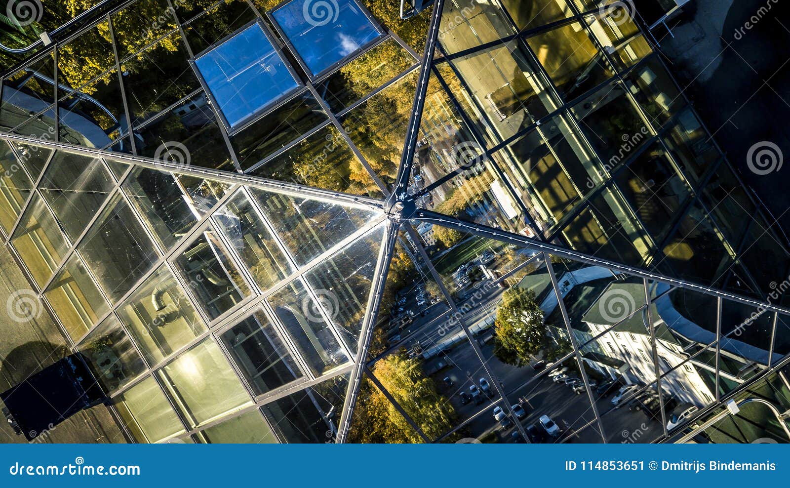 Aerial View from Drone on Modern Office Building. Stock Image - Image ...