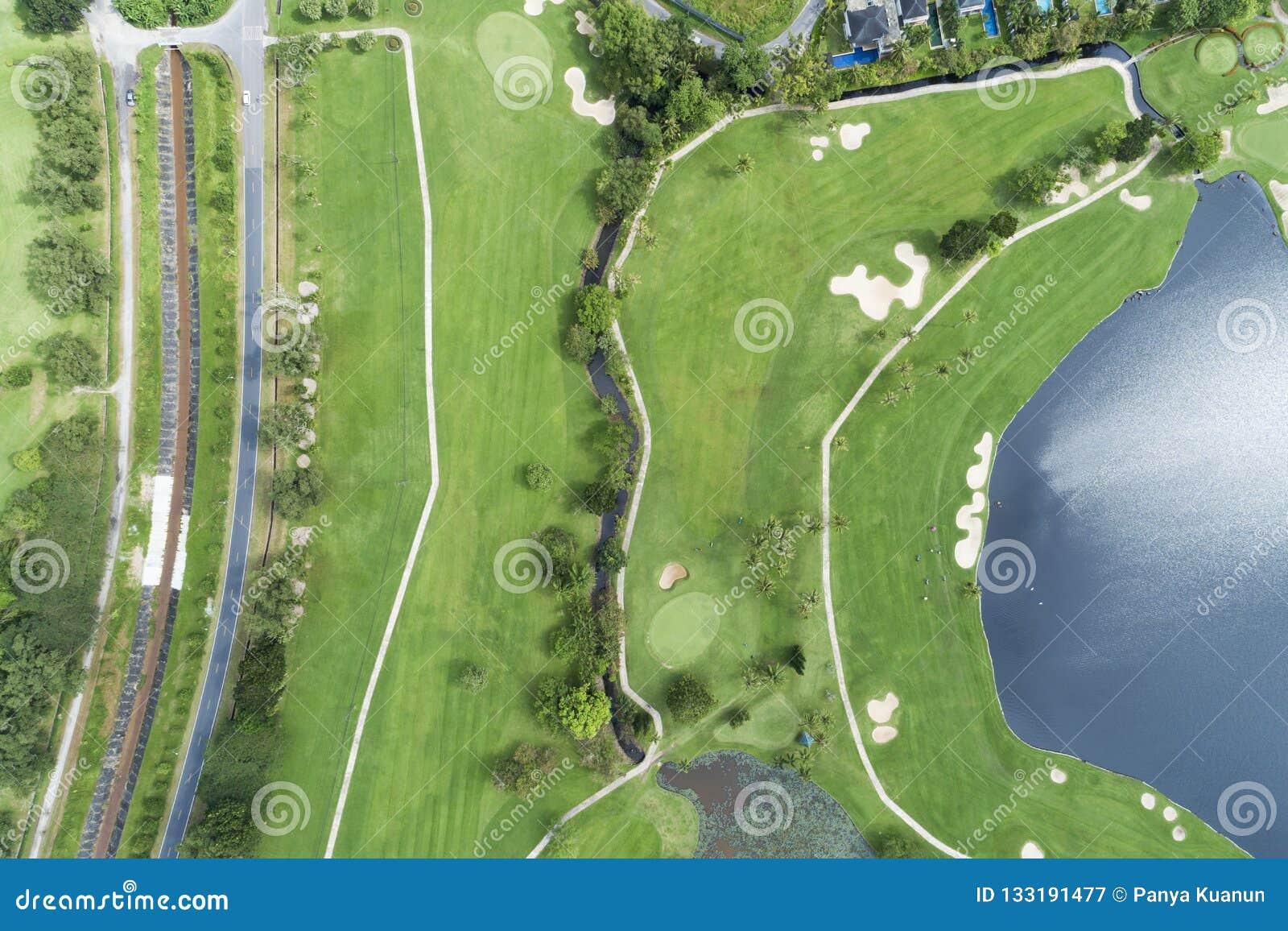 Aerial View Drone Shot of Beautiful Golf Field Stock Image - Image of ...