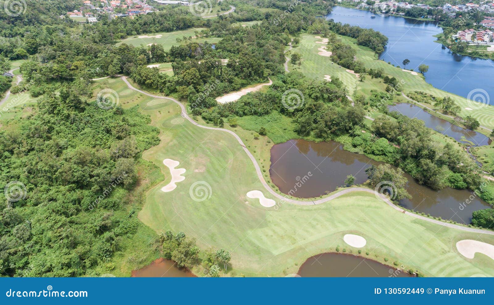 Aerial View Drone Shot of Golf Course. Stock Image - Image of sport ...