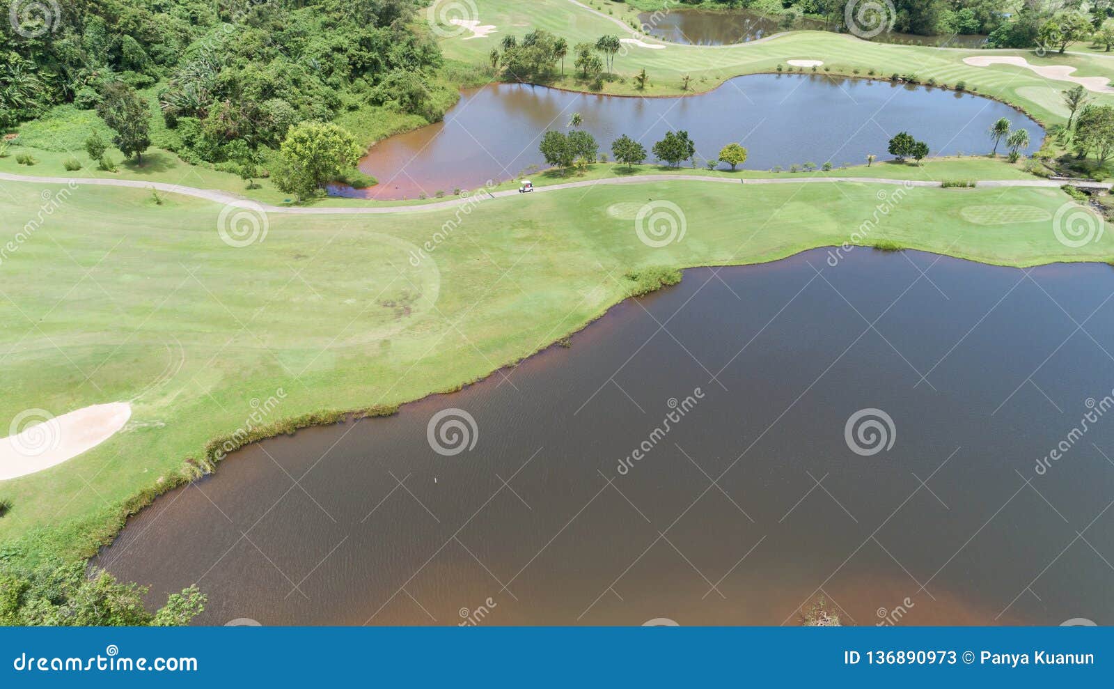 Aerial View Drone Shot of Golf Course Stock Image - Image of lake ...