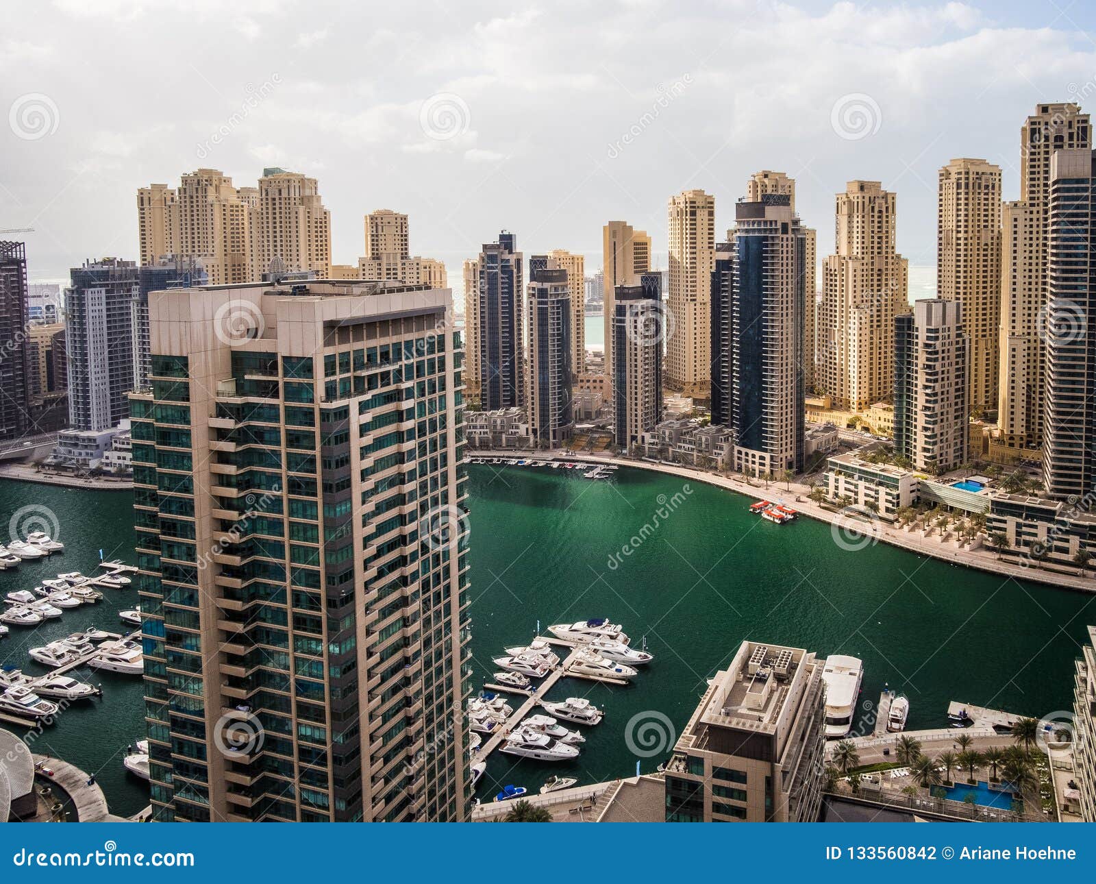 Aerial View of Dubai Marina Skyline Stock Photo - Image of modern ...