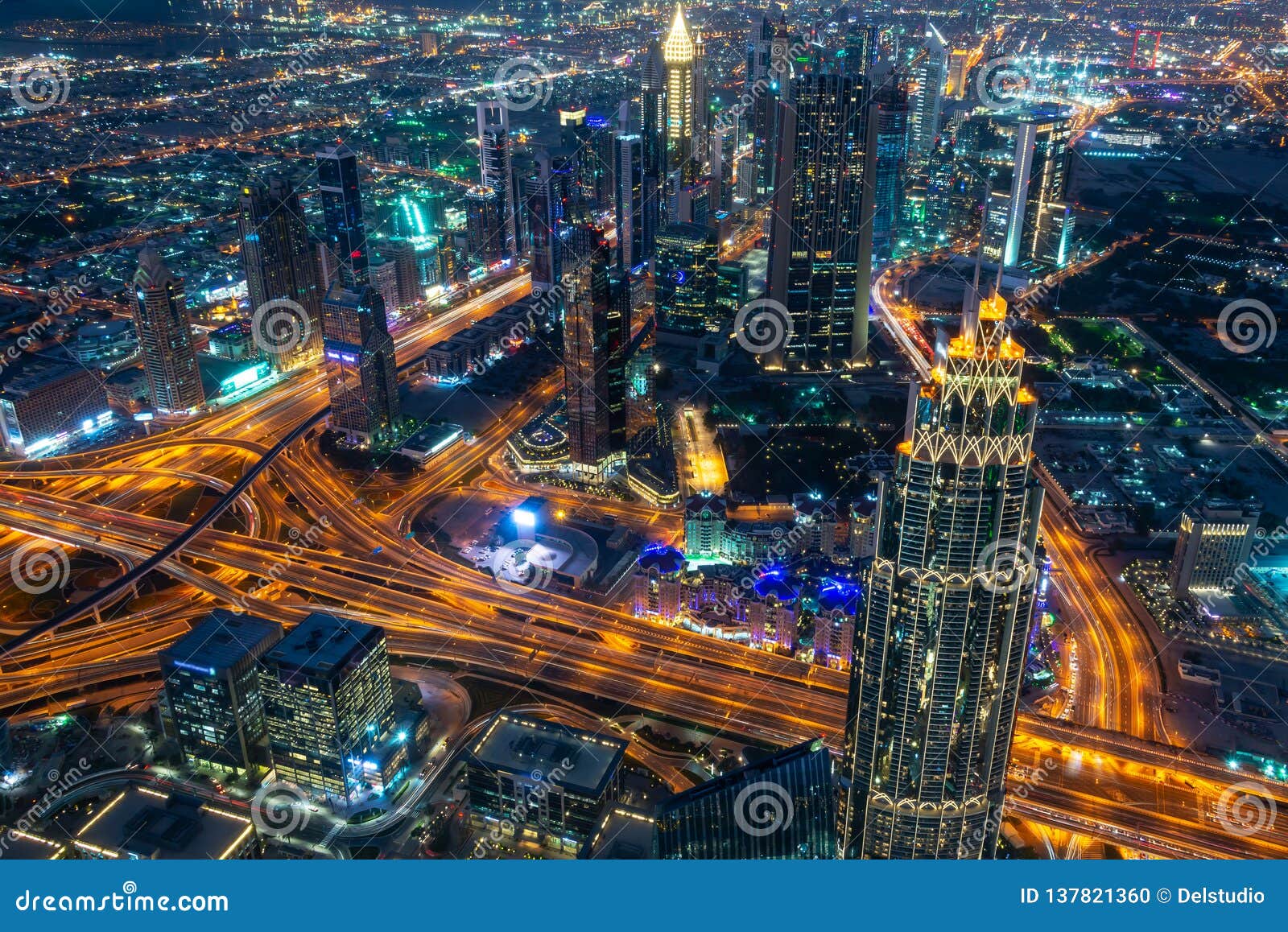 Aerial View Of Dubai At Night Seen From Burj Khalifa Tower, UAE ... Aerial View Of Dubai At Night Seen From Burj Khalifa Tower, UAE ...