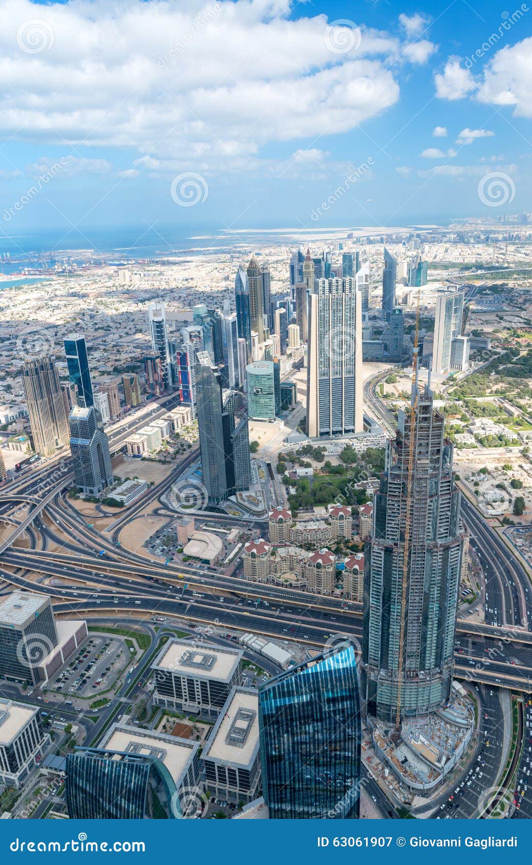 Aerial View of Dubai Skyline, UAE Stock Image - Image of marina, dubai ...