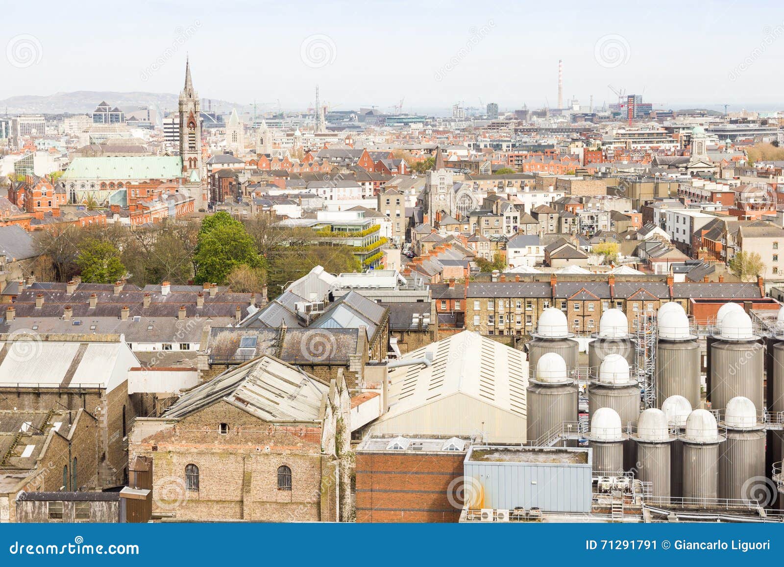 Aerial view of Dublin stock image. Image of building - 71291791