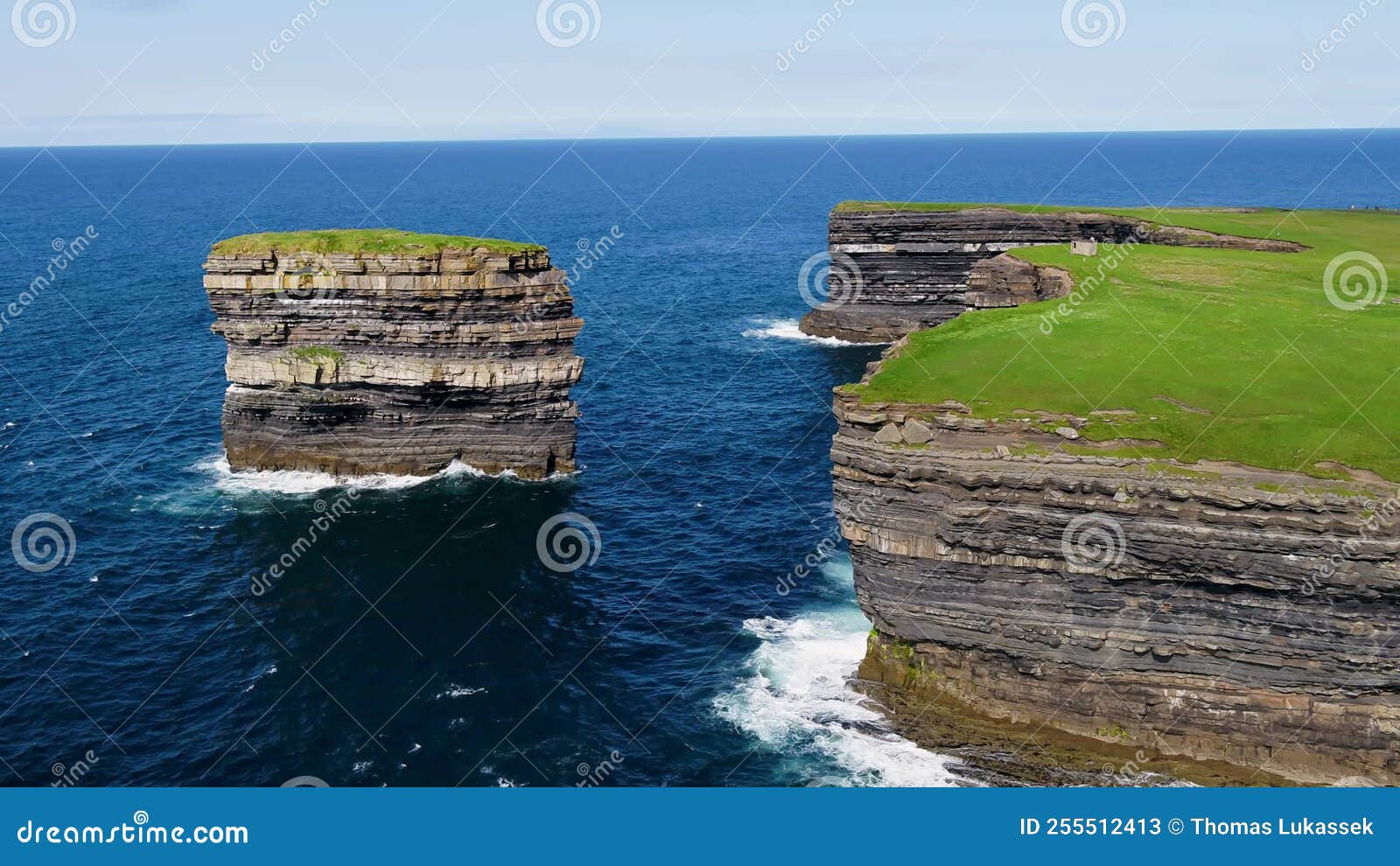 Aerial View of the Dun Briste Sea Stack at Downpatrick Head, County ...