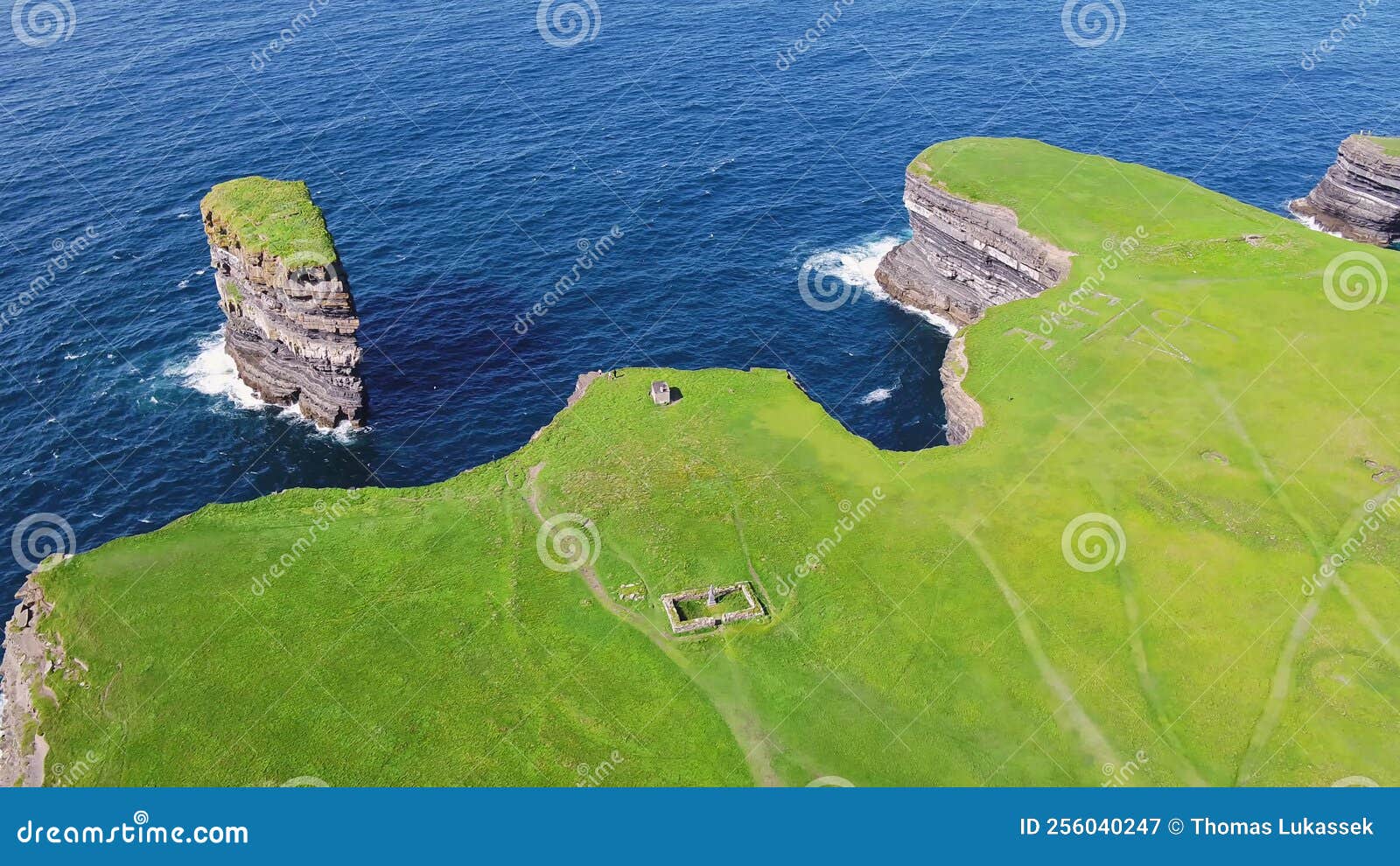 Aerial View of the Dun Briste Sea Stack at Downpatrick Head, County ...