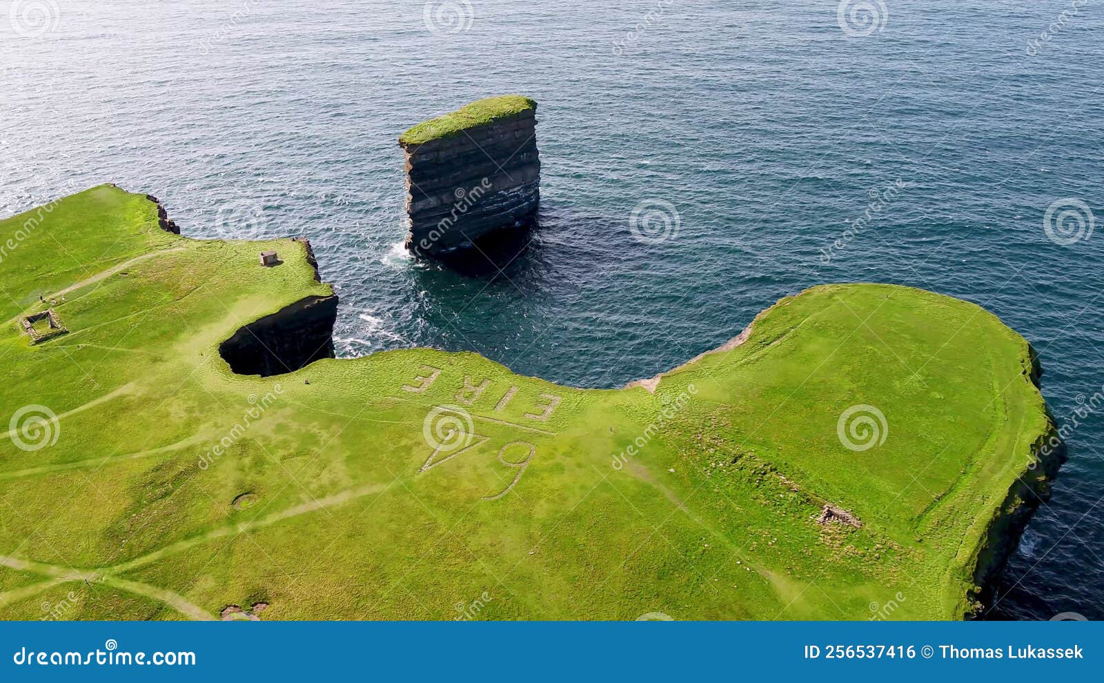 Aerial View of the Dun Briste Sea Stack at Downpatrick Head, County ...