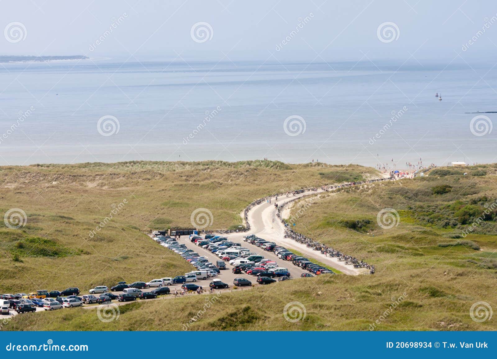 Aerial View of a Dutch Beach Withn a Parking Area Stock Photo - Image ...