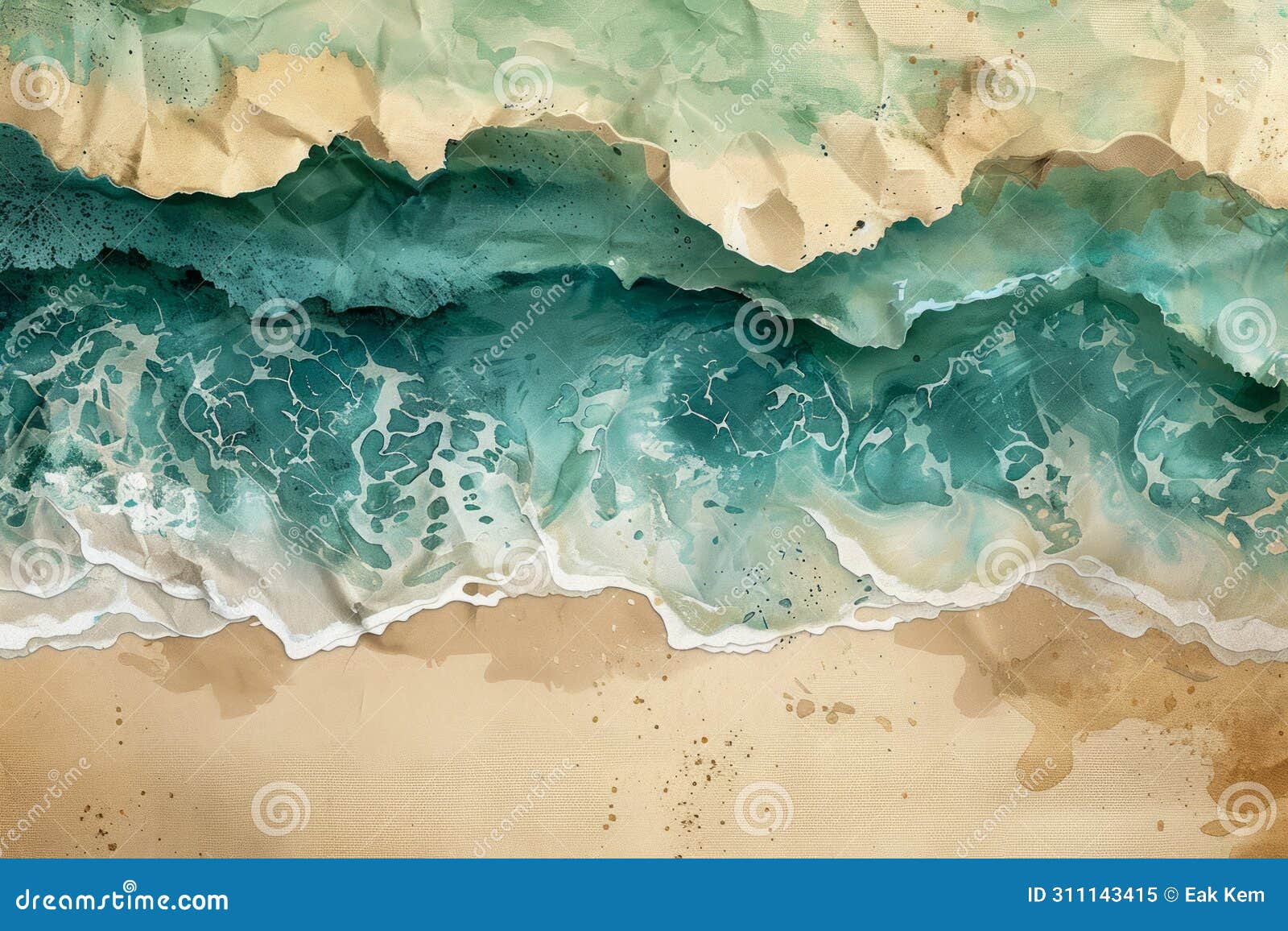Aerial View of the Dynamic Interface between Turquoise Ocean Waves and ...