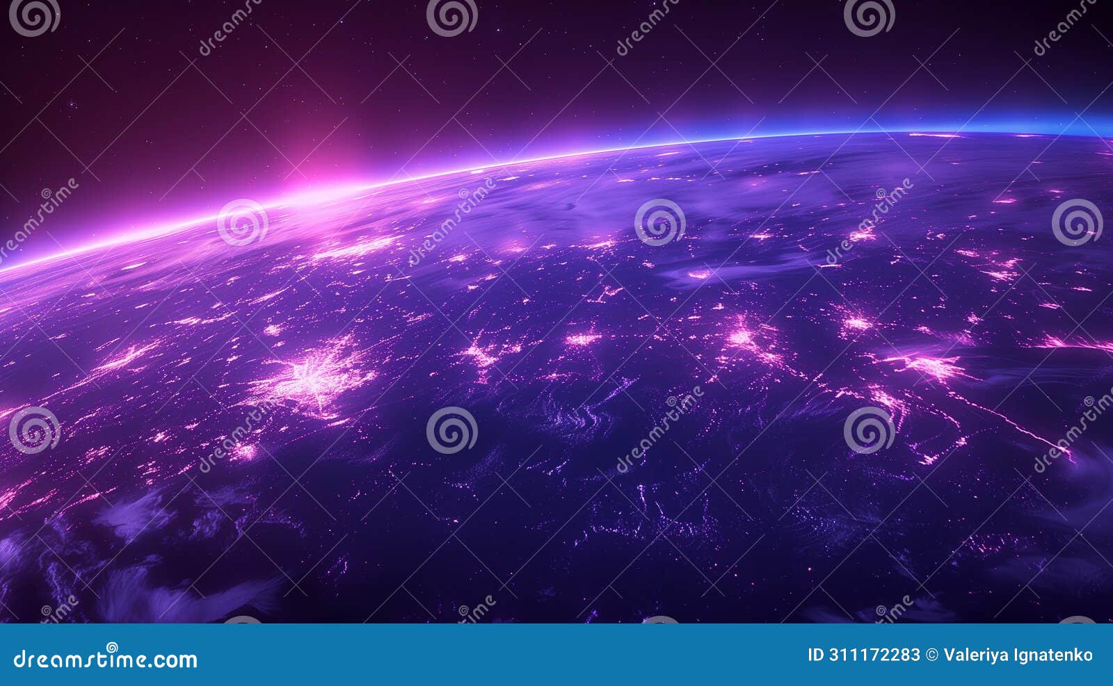 An Aerial View of the Earth from Space at Night Stock Illustration ...