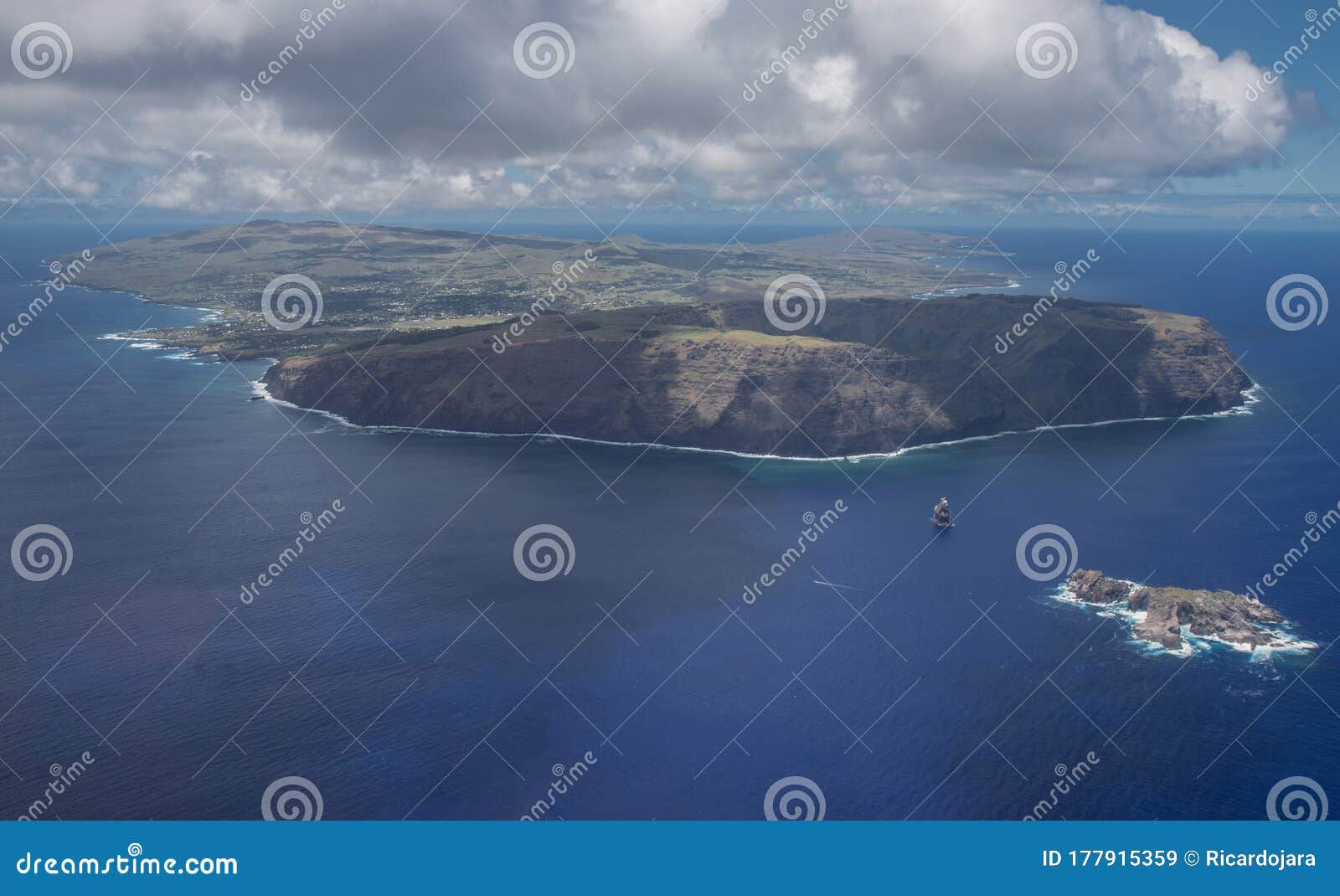 Aerial View of Easter Island Stock Image - Image of view, landscape ...