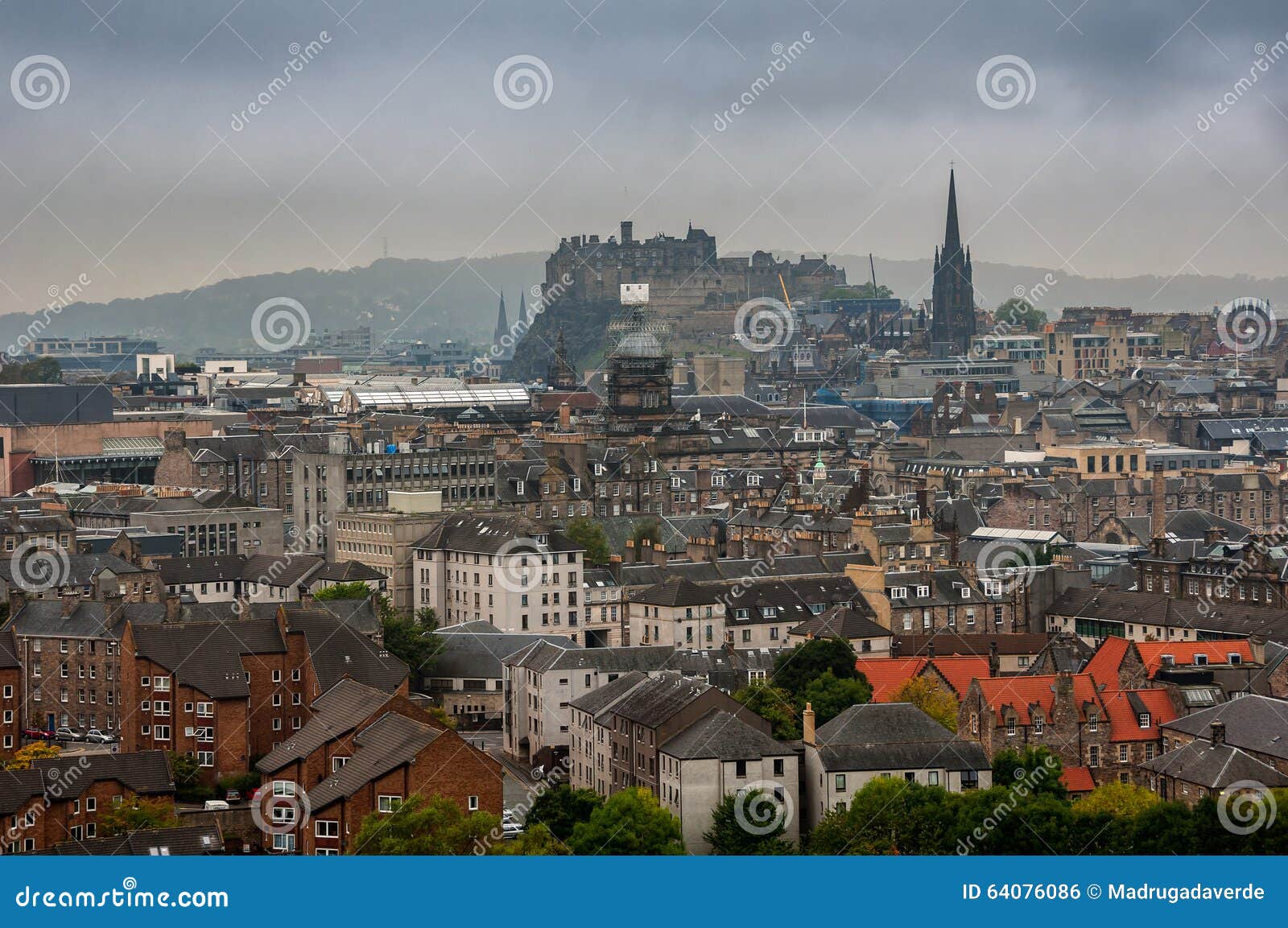 Aerial View of Edinburgh, Scotland Stock Photo - Image of center ...