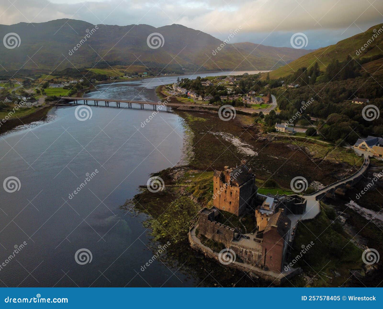 Aerial View of the Eilean Donan Castle in Scotland Stock Image - Image ...