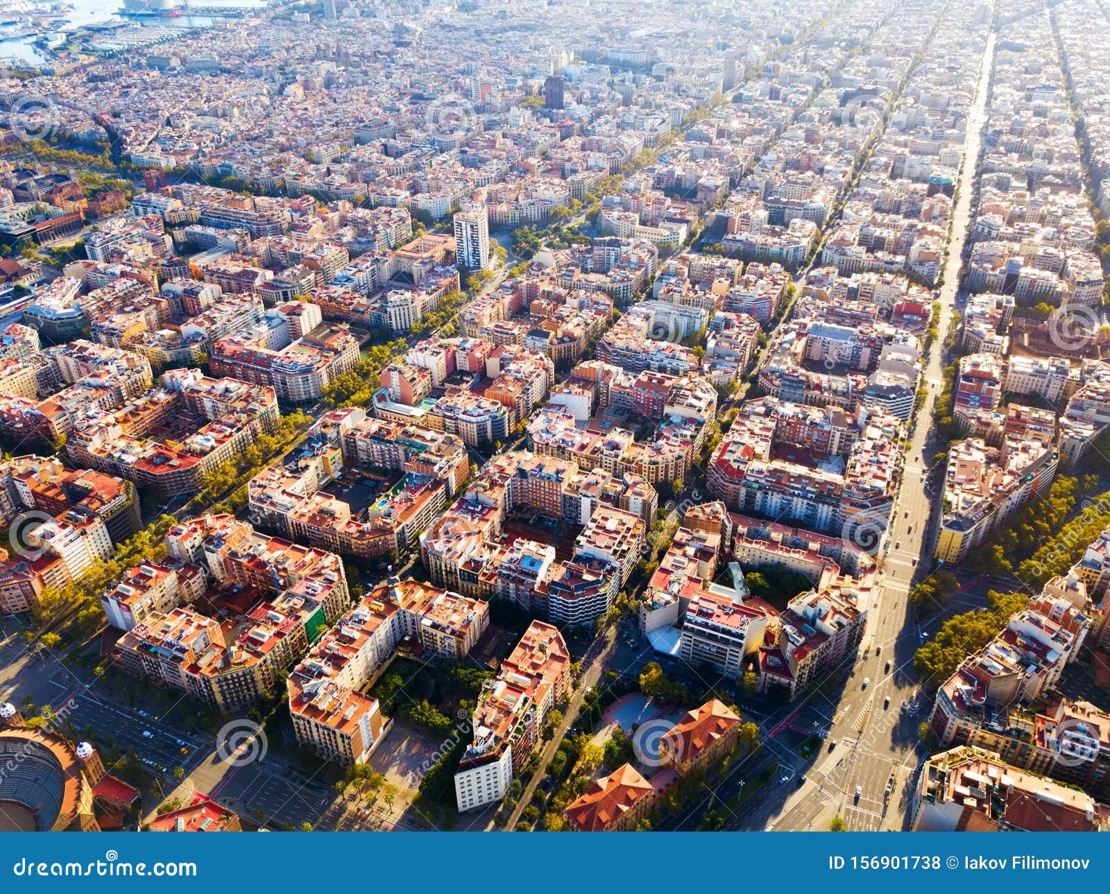 Aerial View of Eixample District, Barcelona Stock Photo - Image of ...