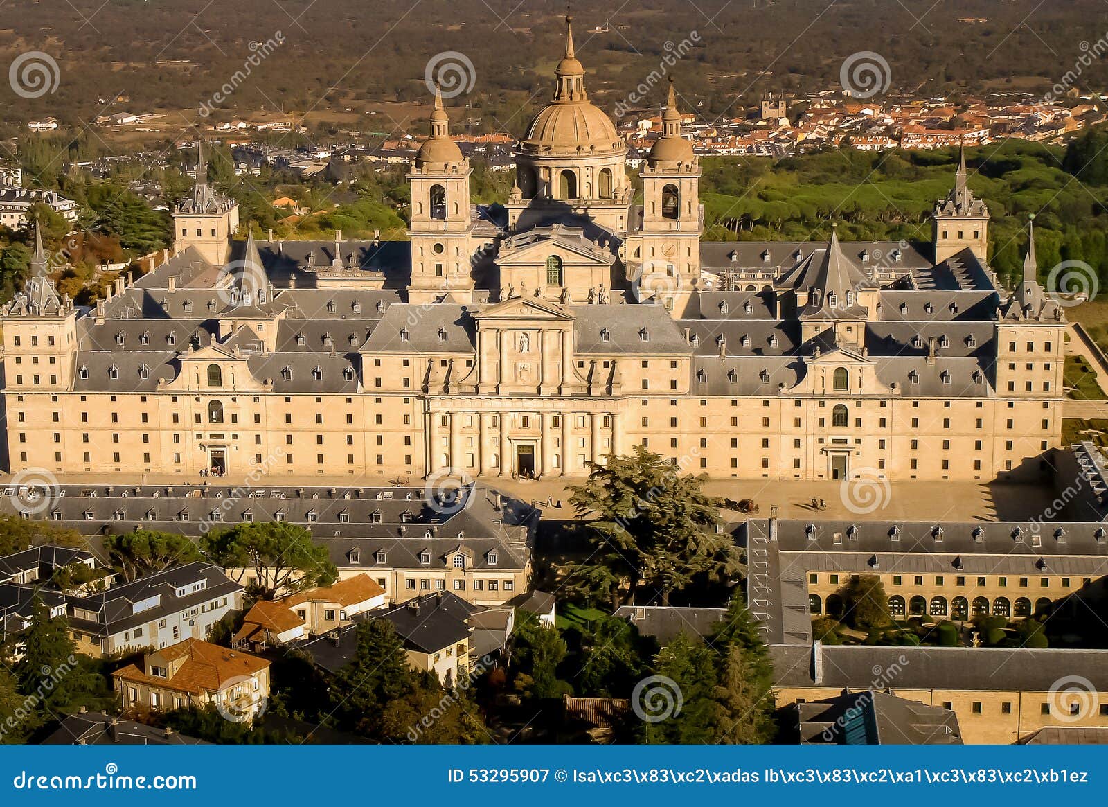 Aerial view of El Escorial stock image. Image of castle - 53295907