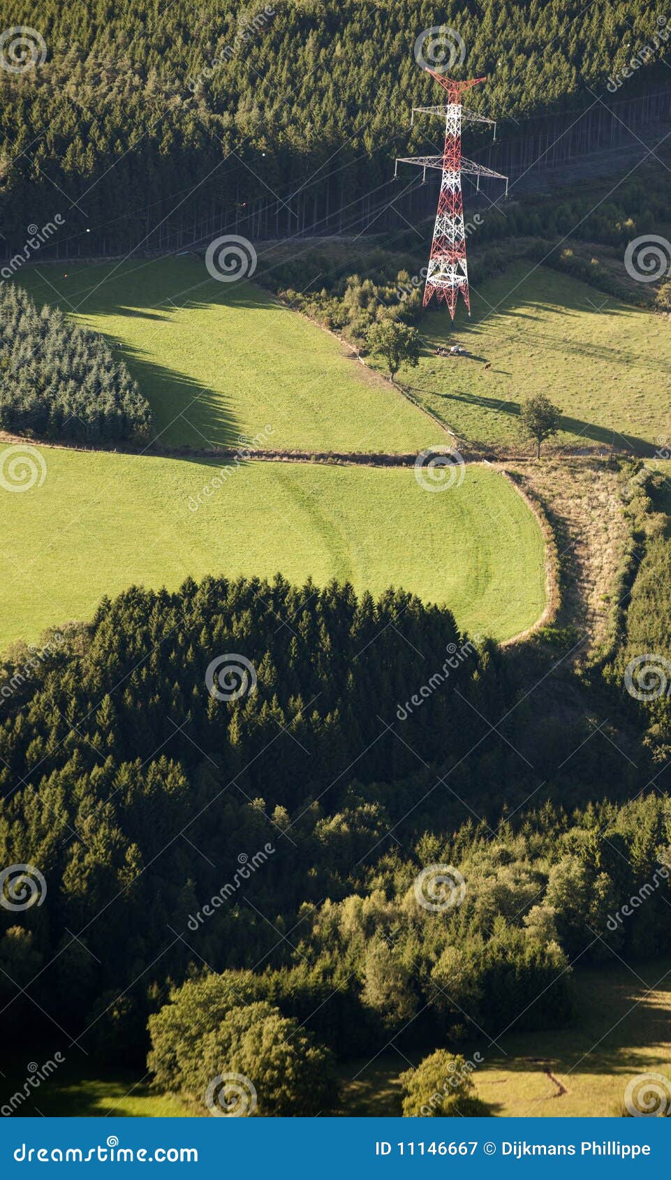Aerial View : Electric Pylon in the Countryside Stock Image - Image of ...