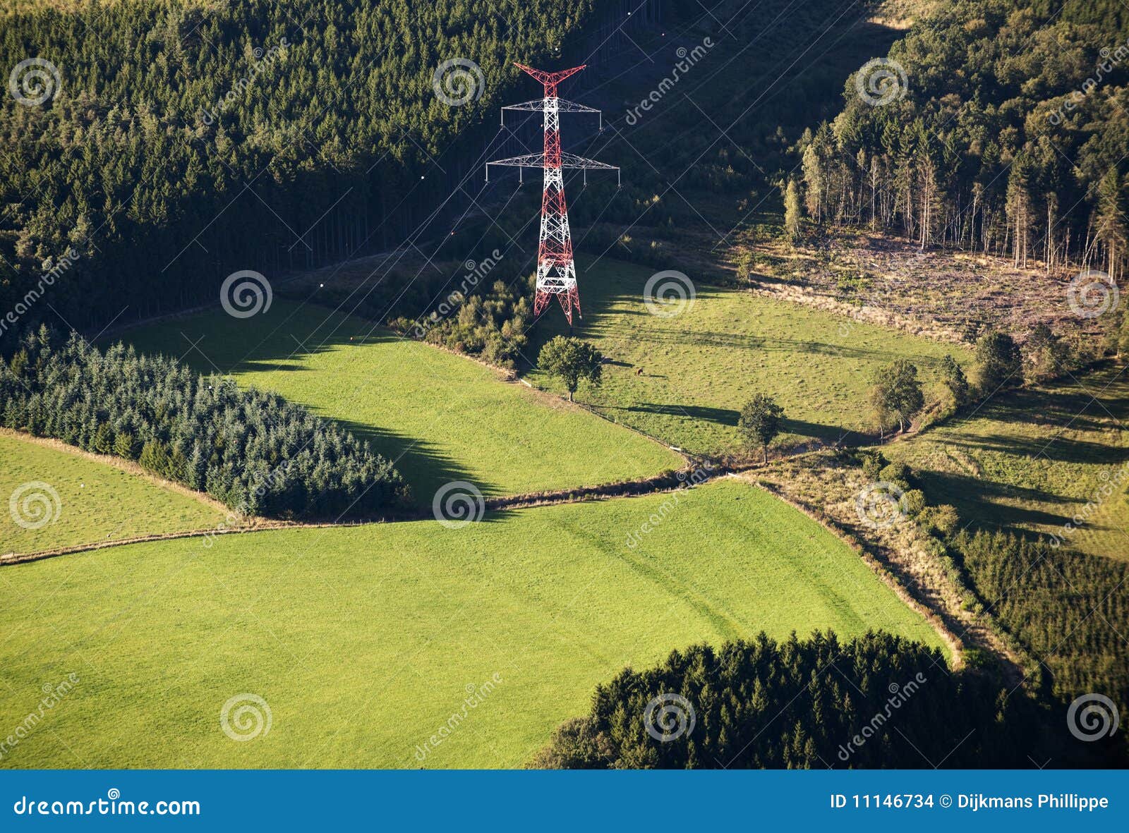 Aerial View : Electric Pylon in the Countryside Stock Photo - Image of ...