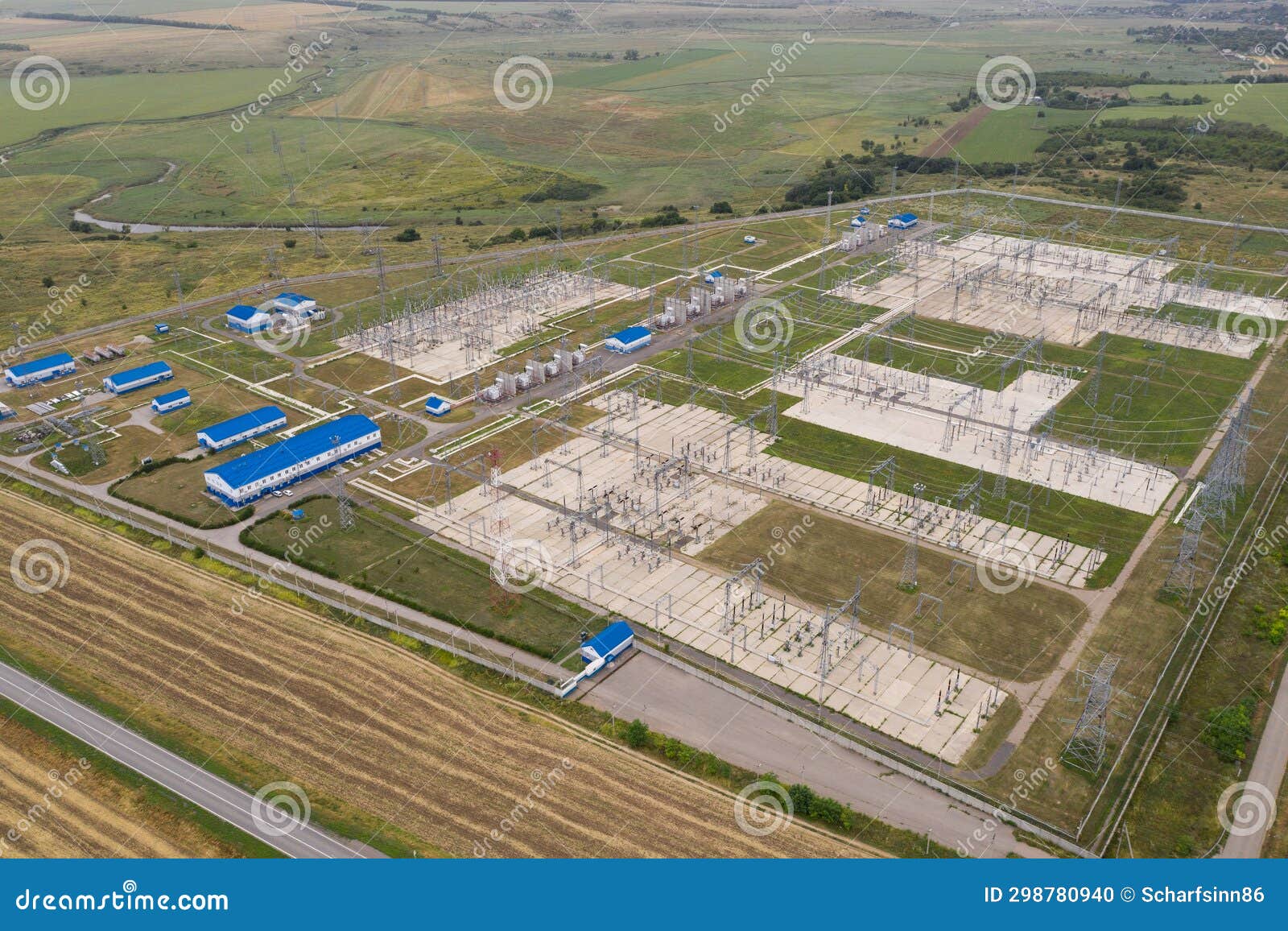 Aerial View of Electrical Power Station. Stock Photo - Image of ...