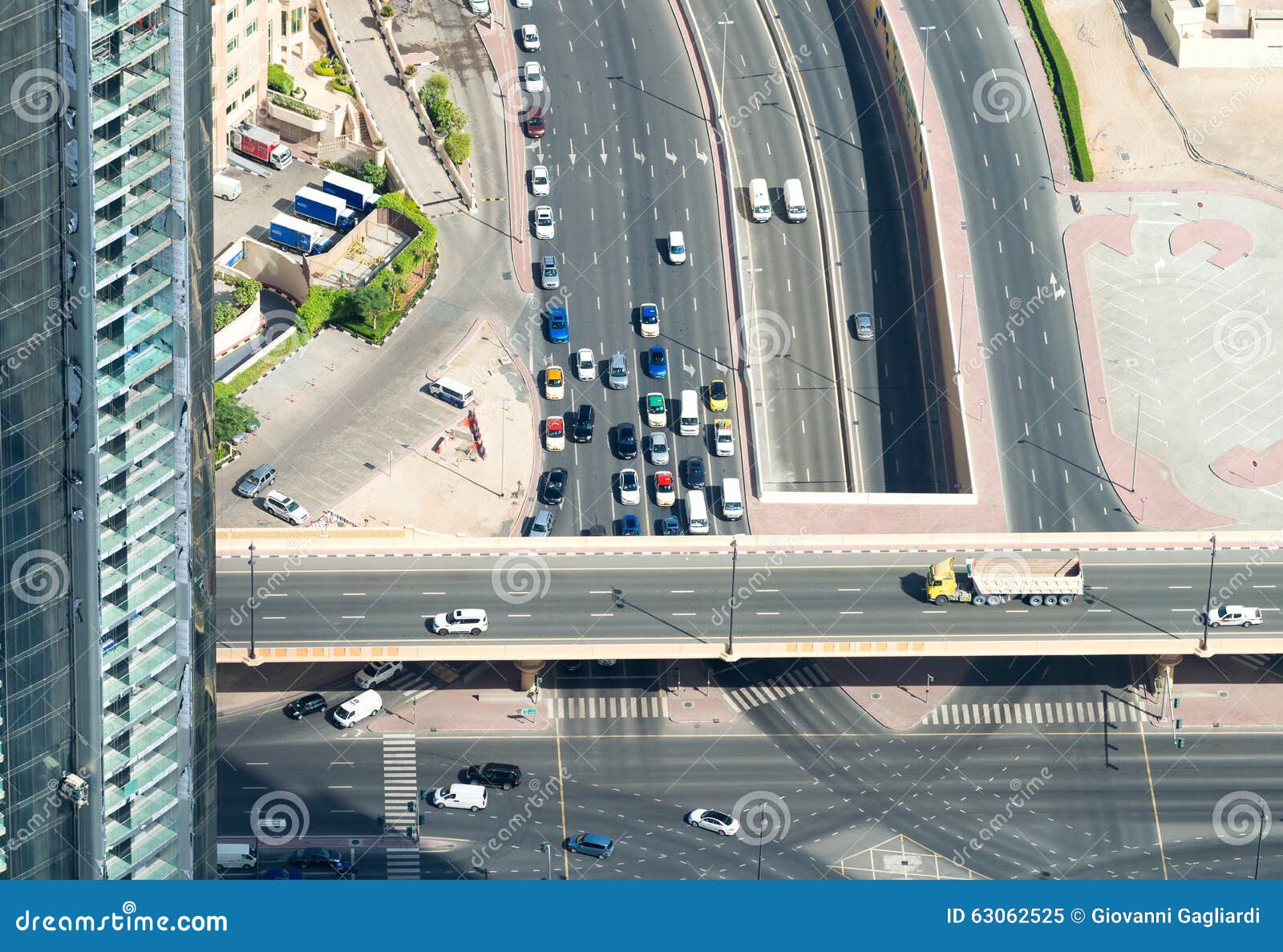 Aerial View of Elevated Interstate Interchange Stock Image - Image of ...