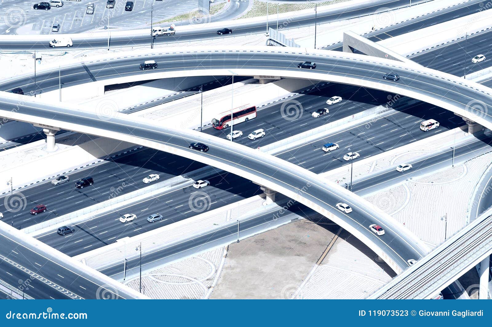 Aerial View of Elevated Interstate Interchange Stock Image - Image of ...