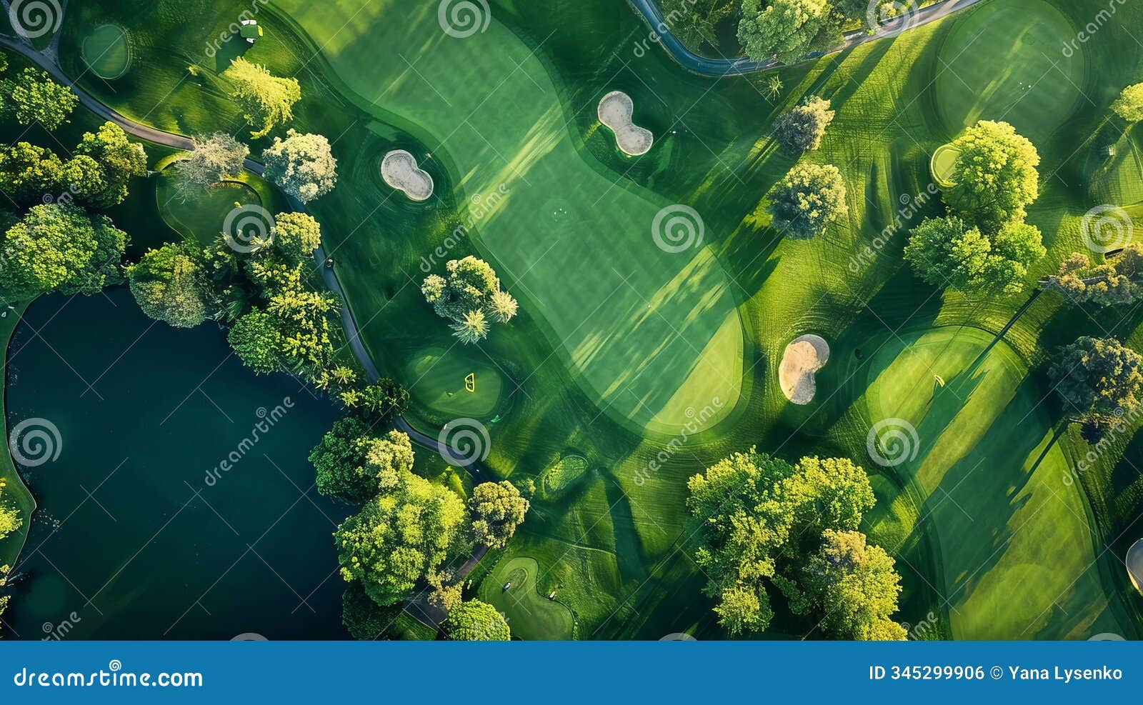 Aerial View of an Empty Golf Course Surrounded by Lush Greenery Stock ...