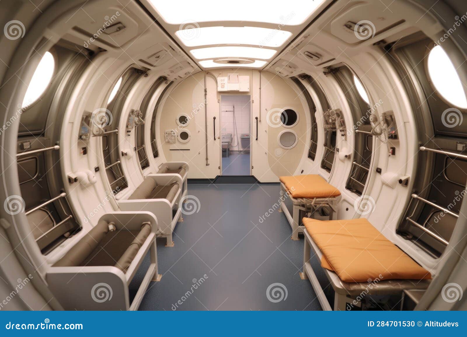 Aerial View of an Empty Hyperbaric Chamber Room Stock Illustration ...