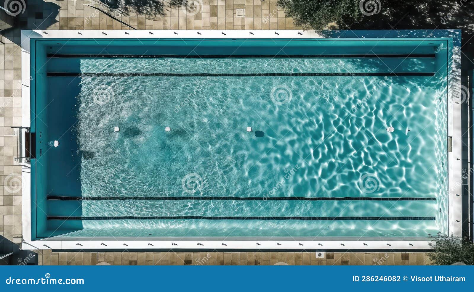 Aerial View, Empty Rectangular Blue Swimming Pool, Chill Out Summer ...