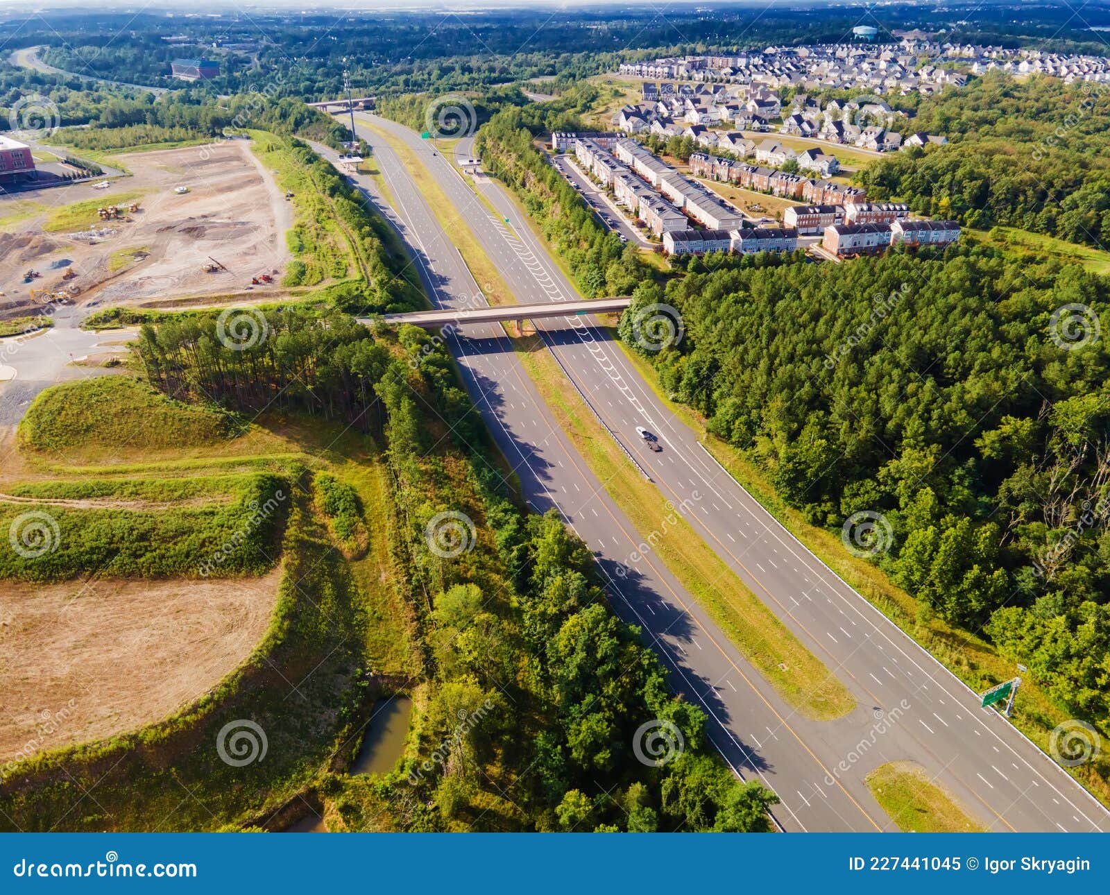 Aerial View of Empty Road Interchange Stock Image - Image of bridge ...