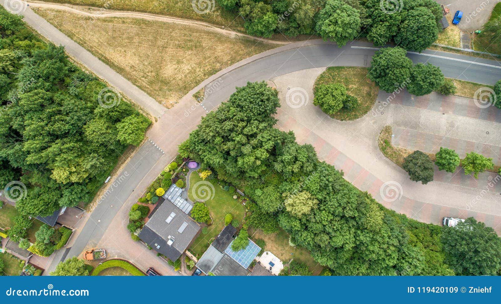 Aerial View from an Empty Space for Parking and Turning at the E Stock ...