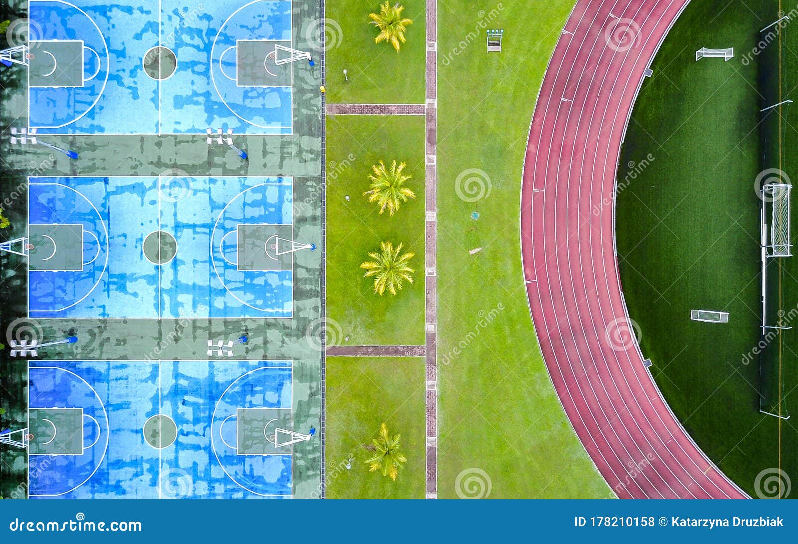 Aerial View of Empty Sport Fields on the University Campus Stock Photo ...