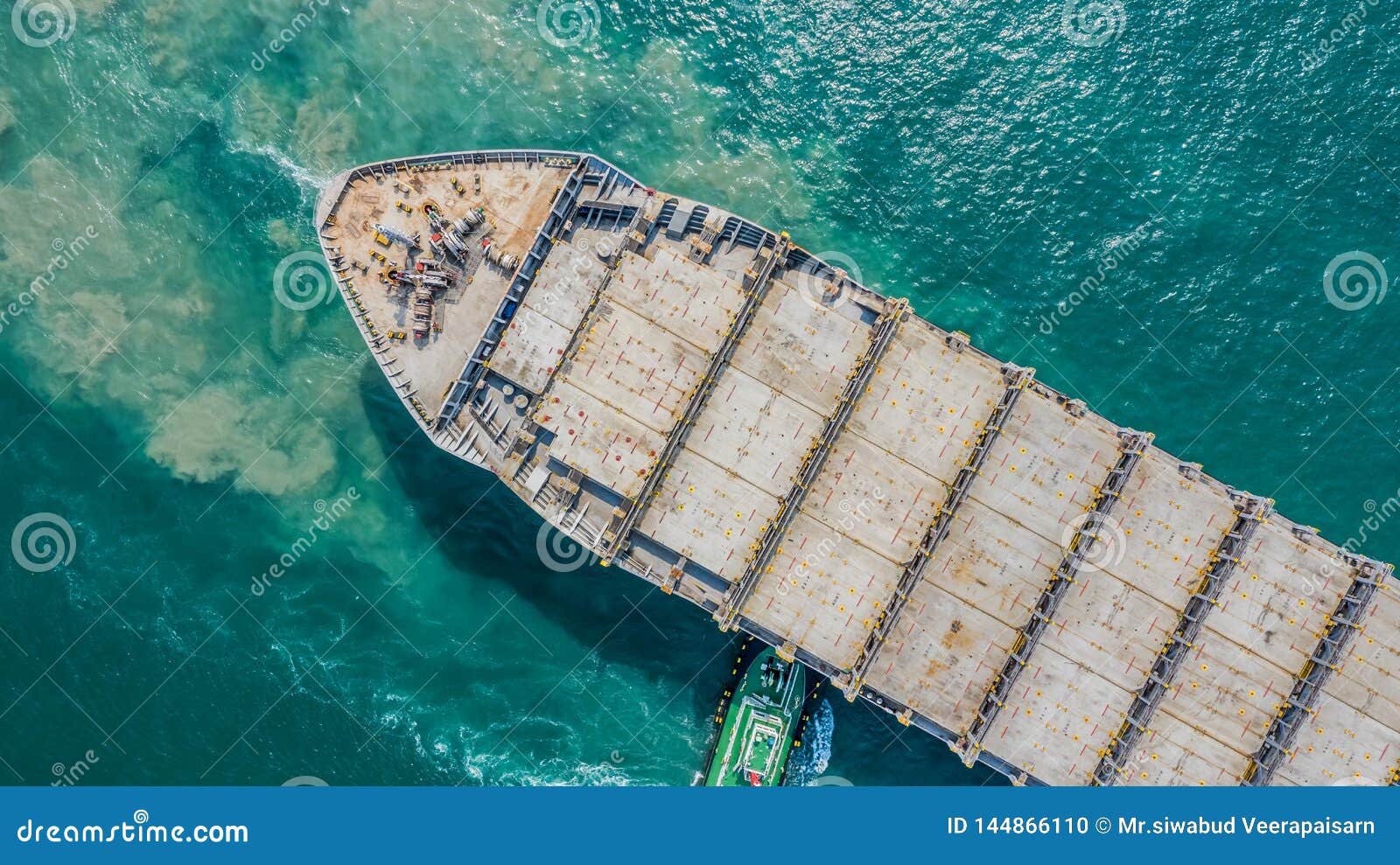 Aerial View Empty Upper Deck of Container Ship Stock Photo - Image of ...