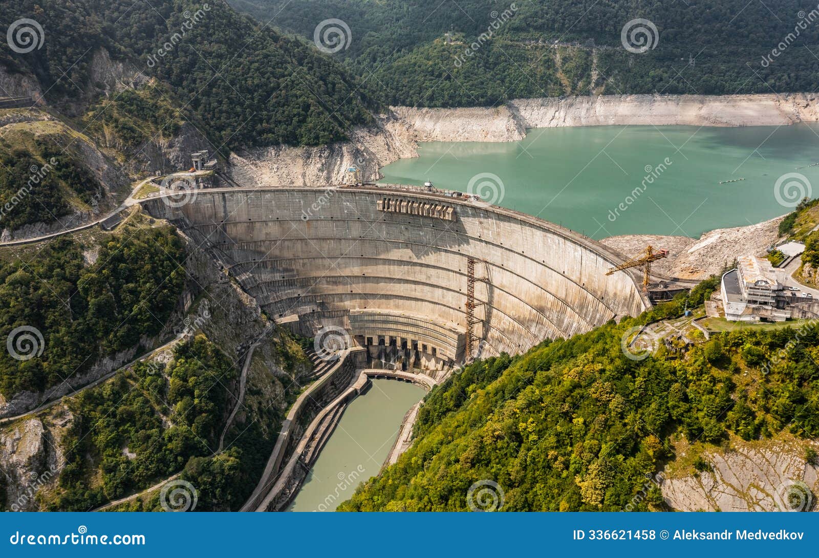 Aerial view of Enguri Dam stock photo. Image of tourism - 336621458